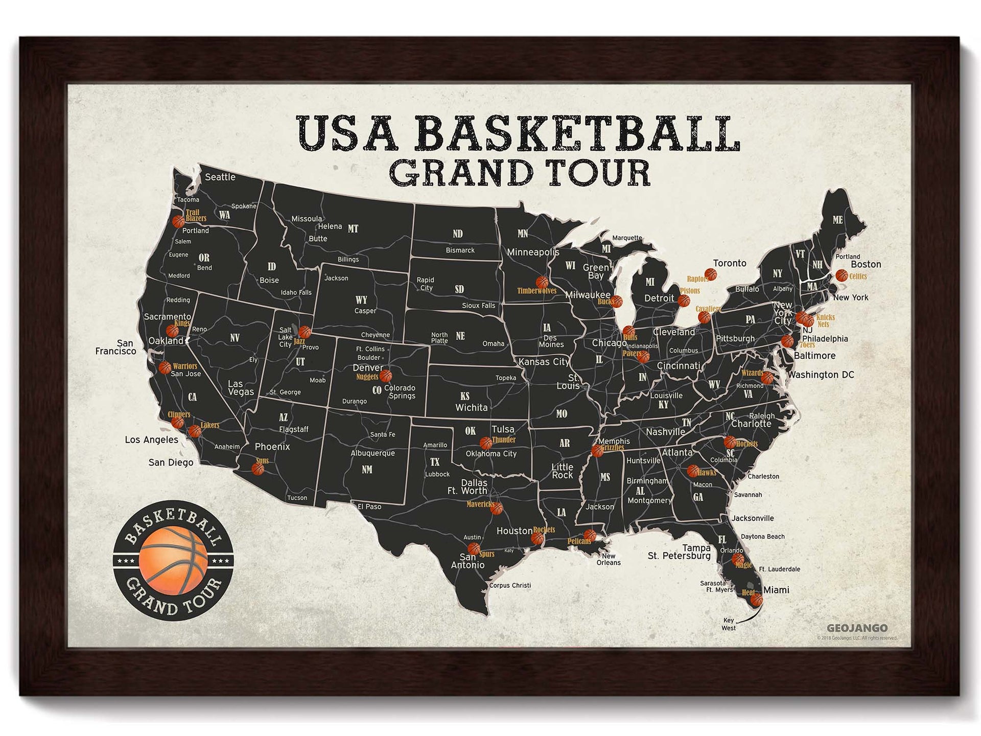 NBA Team Map, Basketball Arena Map – GeoJango Maps
