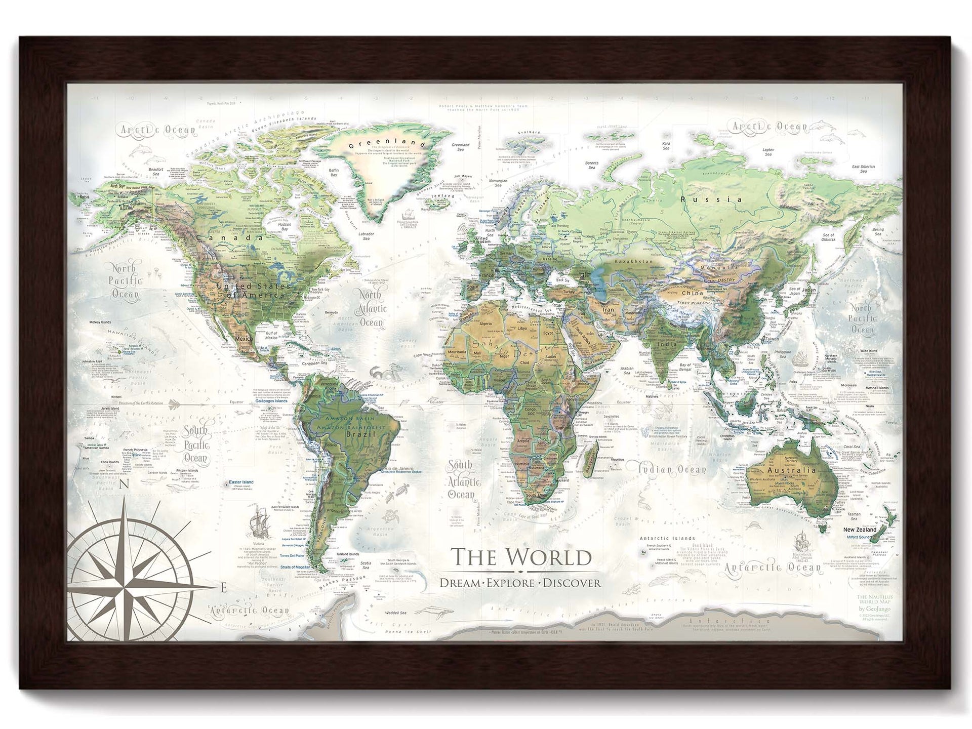 Nautilus Push Pin World Travel Map with Pins – GeoJango Maps