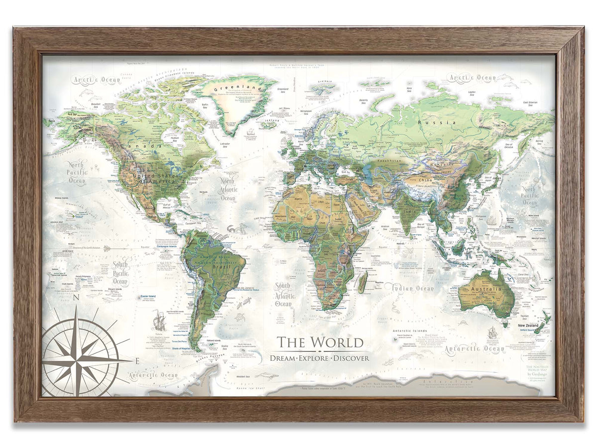 Nautilus Push Pin World Travel Map with Pins – GeoJango Maps