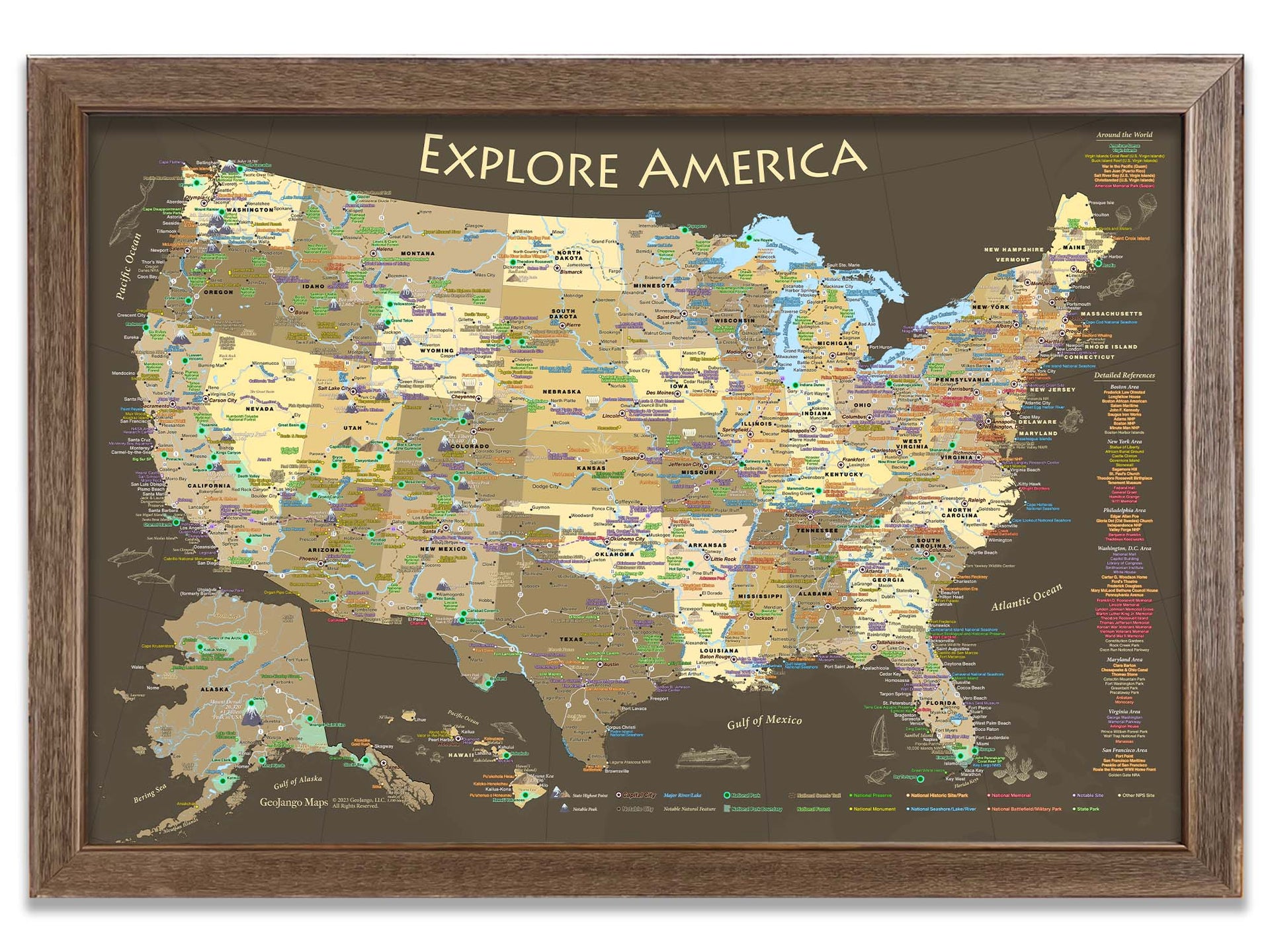 Explore America - National Parks Travel Map with Pins – GeoJango Maps