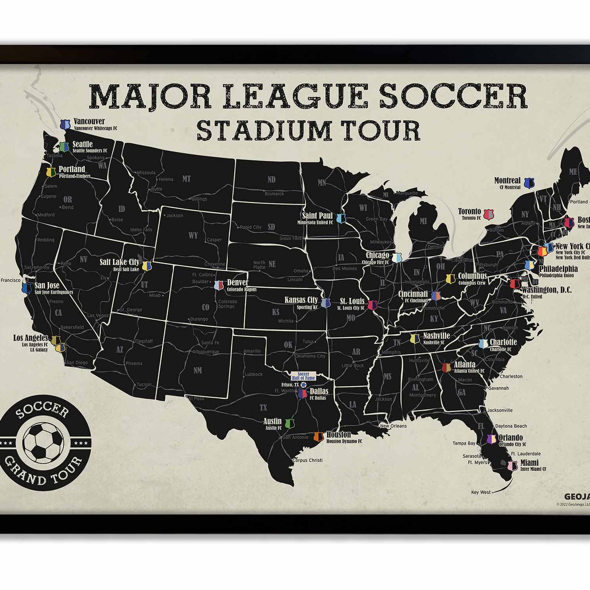 USA Soccer Stadium Team Map – GeoJango Maps