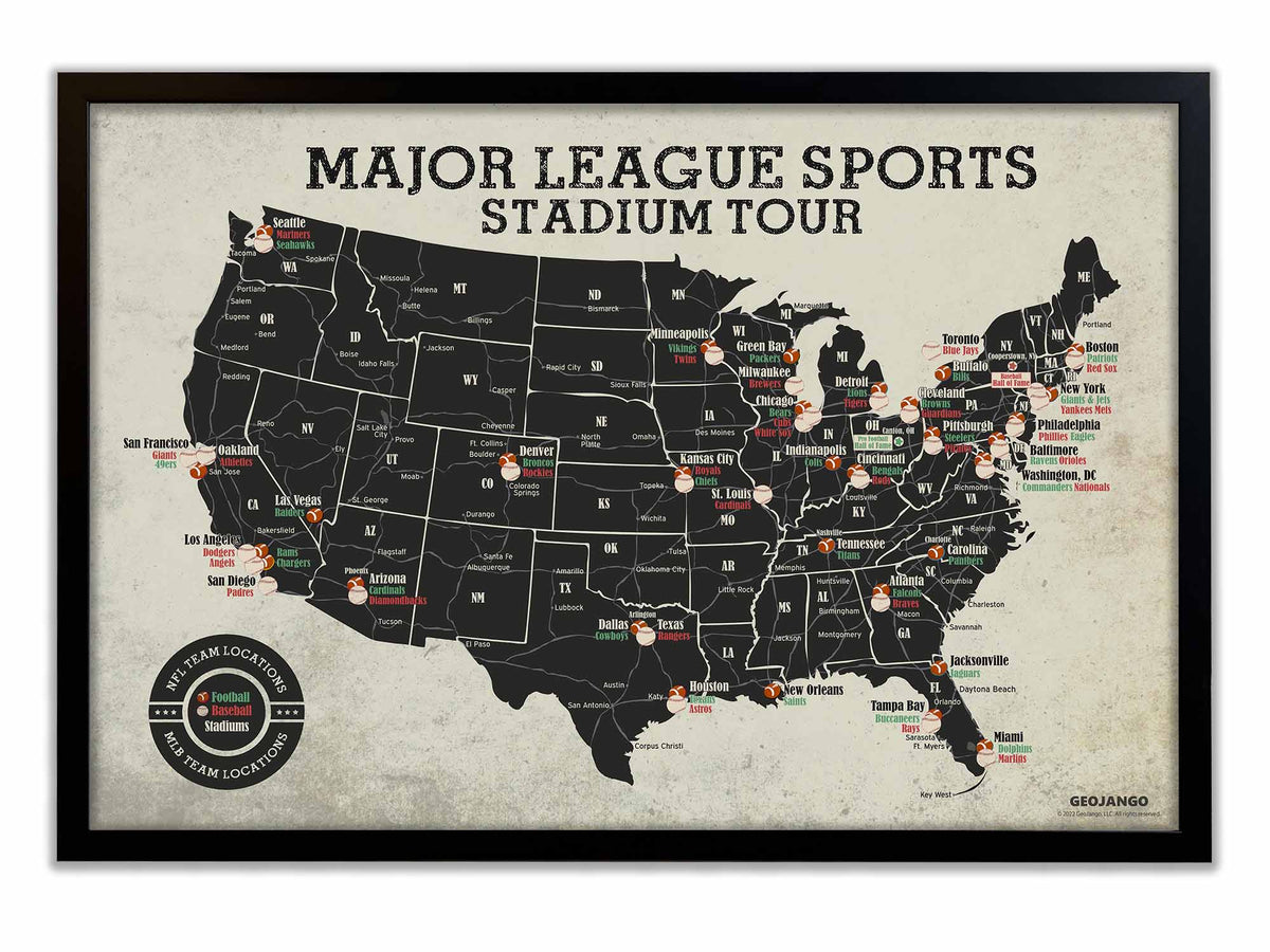 Football and Baseball Stadium Map – GeoJango Maps