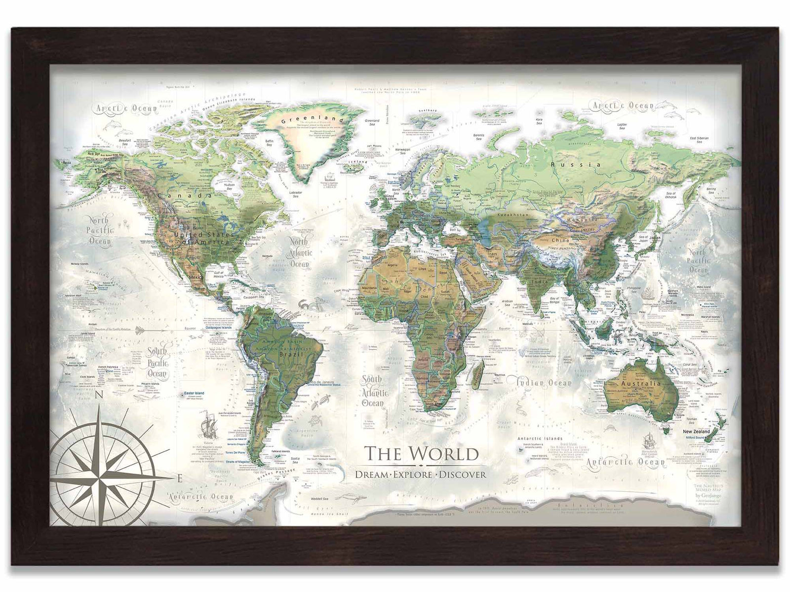Nautilus Push Pin World Travel Map with Pins – GeoJango Maps