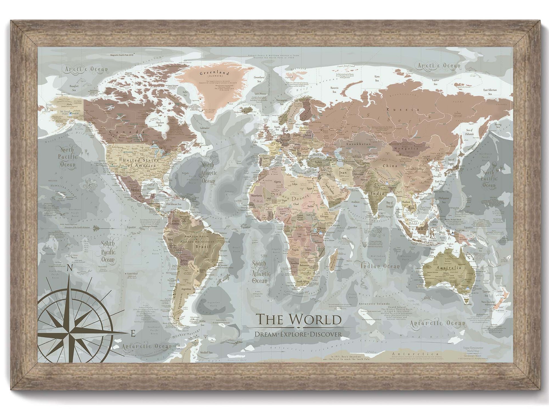 Vintage World Push Pin Travel Map - Classic – GeoJango Maps