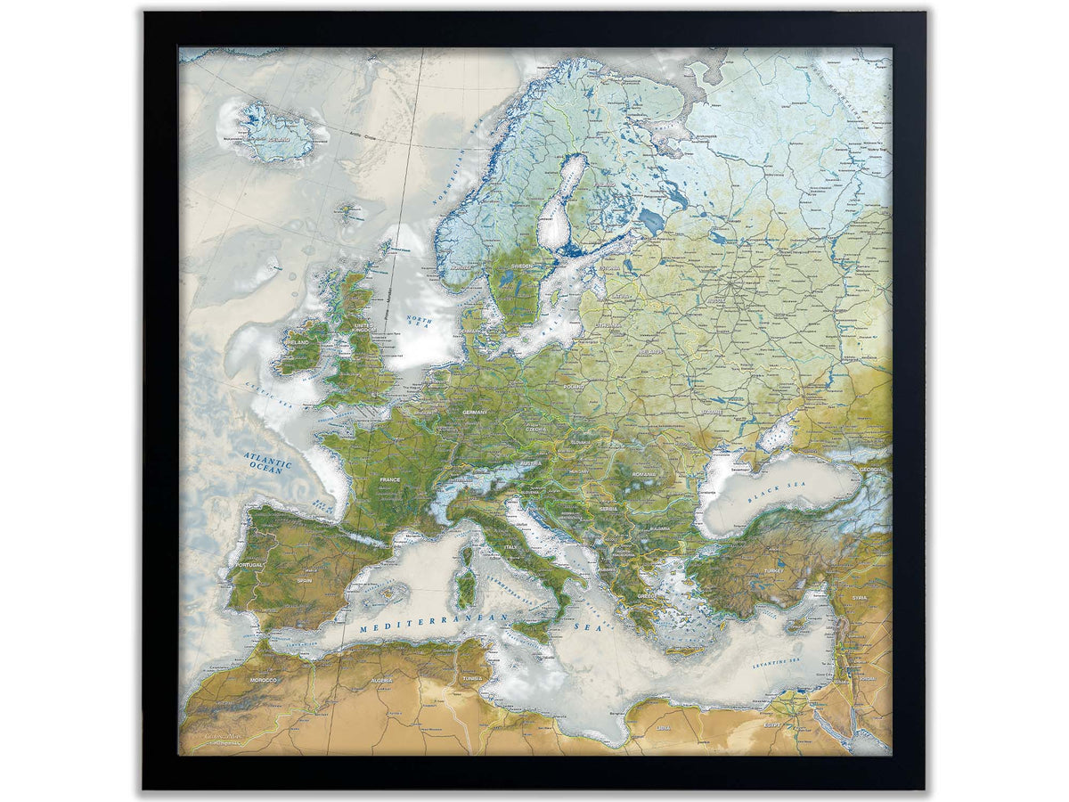 Modern Europe Map - Nautilus Travel Map Art with Pins – GeoJango Maps