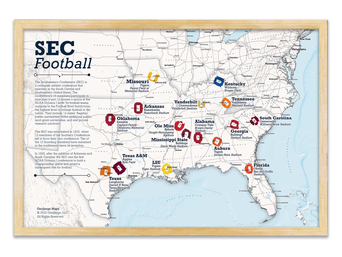 SEC College Football Stadium Map – GeoJango Maps