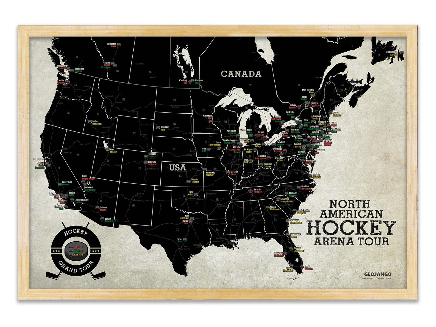 NHL AHL ECHL Hockey Teams Map – GeoJango Maps