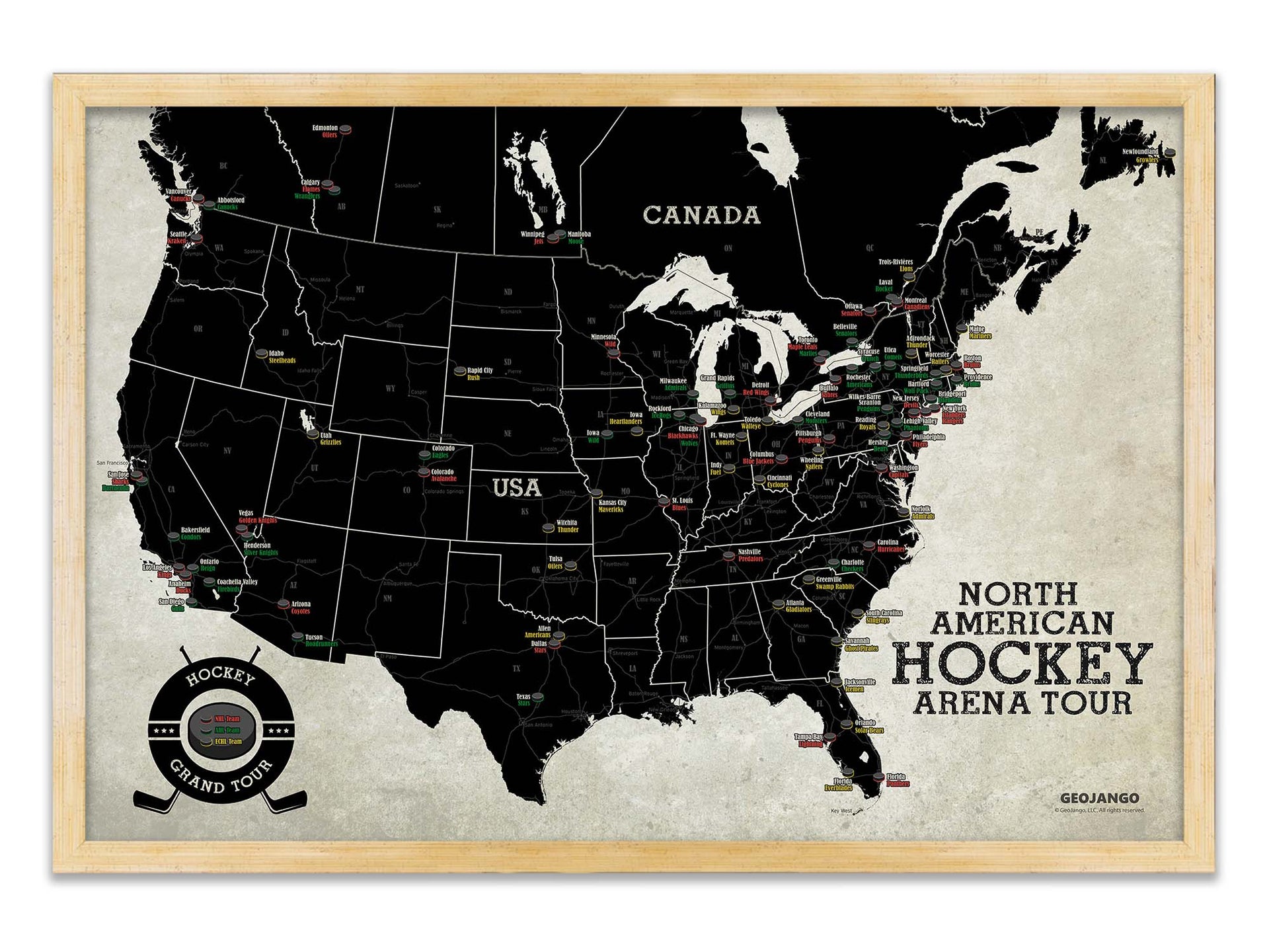 NHL AHL ECHL Hockey Teams Map – GeoJango Maps