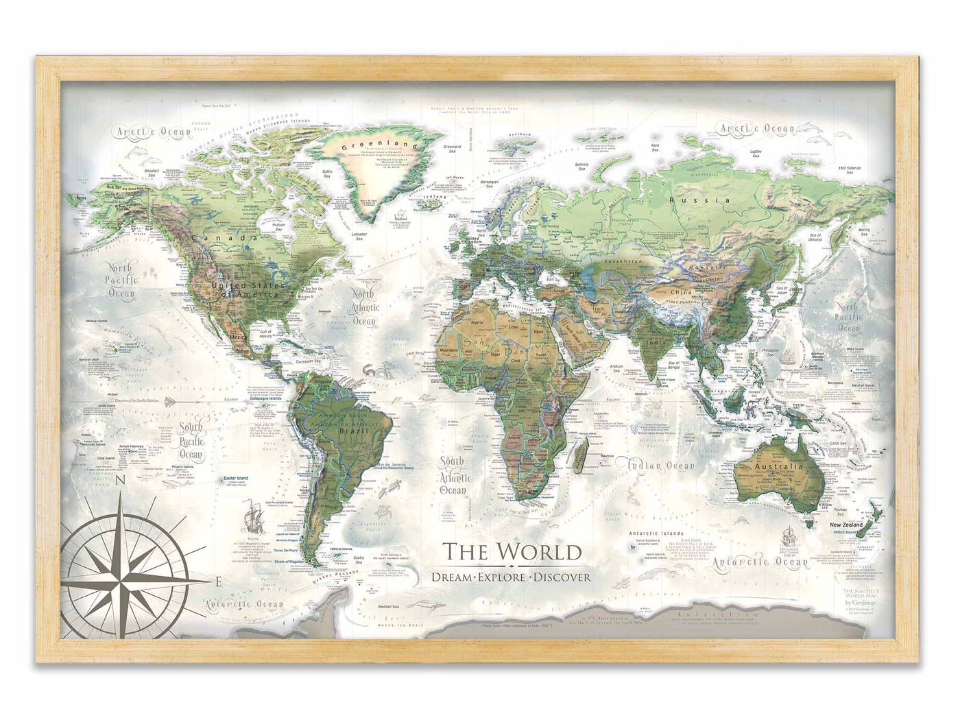 Nautilus Push Pin World Travel Map with Pins – GeoJango Maps
