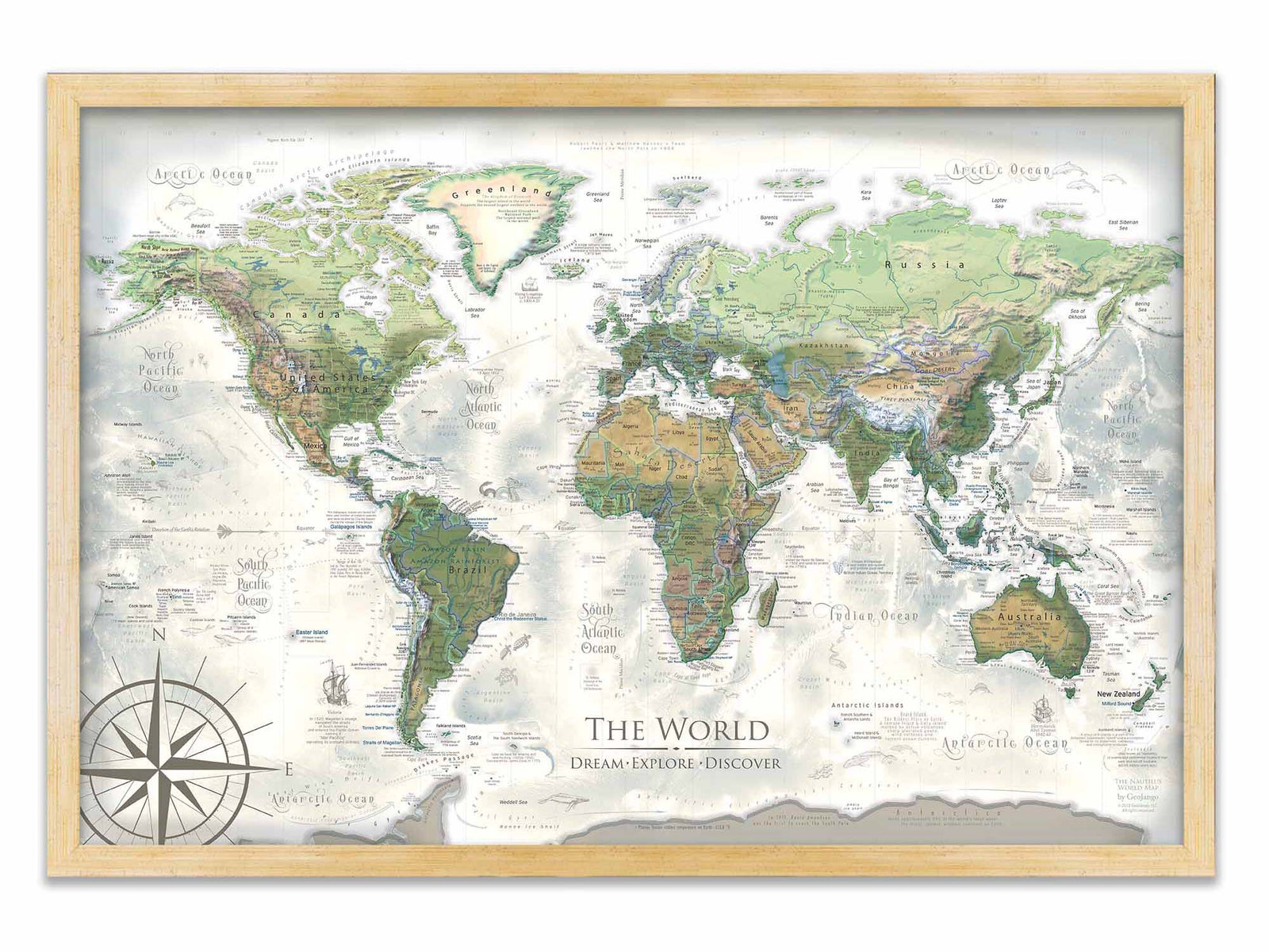 Nautilus Push Pin World Travel Map with Pins – GeoJango Maps