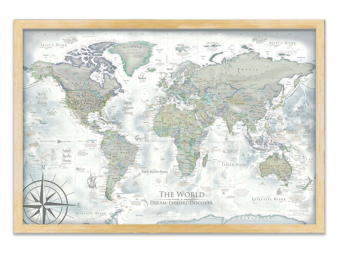Darwin Explorer's World Map With Pins - Personalized Travel Map ...