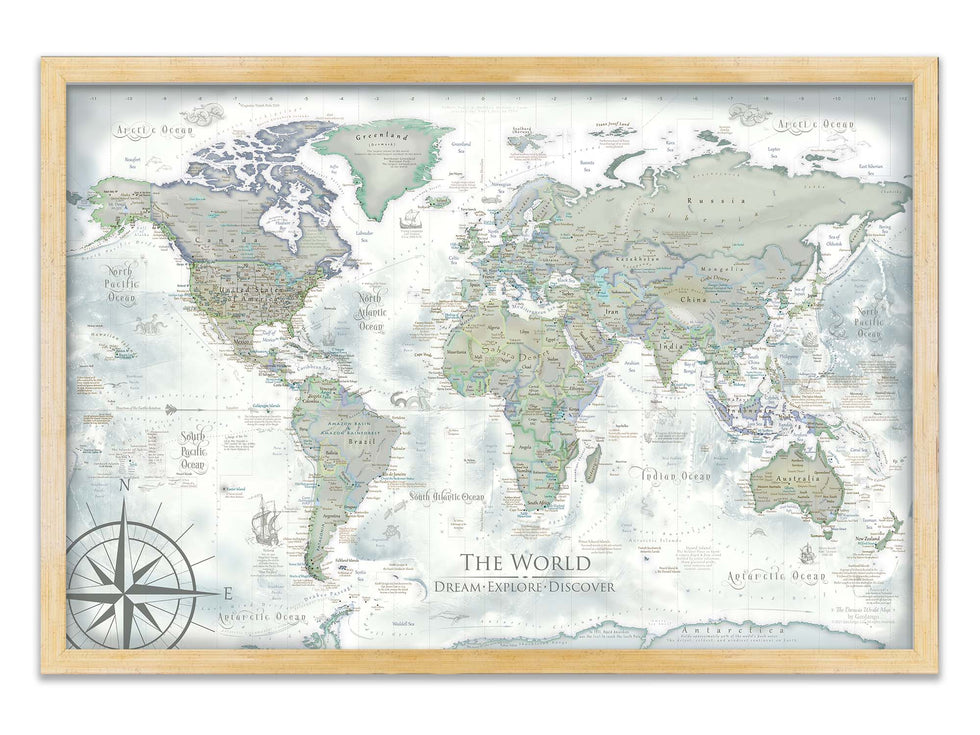 Darwin Explorer's World Map With Pins - Personalized Travel Map ...