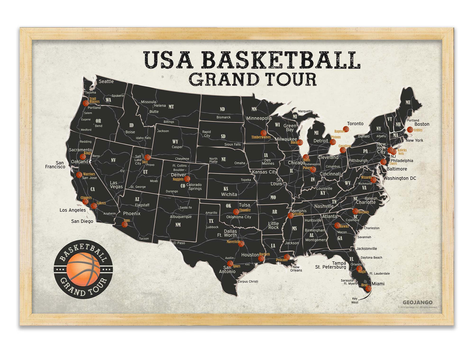 NBA Team Map, Basketball Arena Map – GeoJango Maps