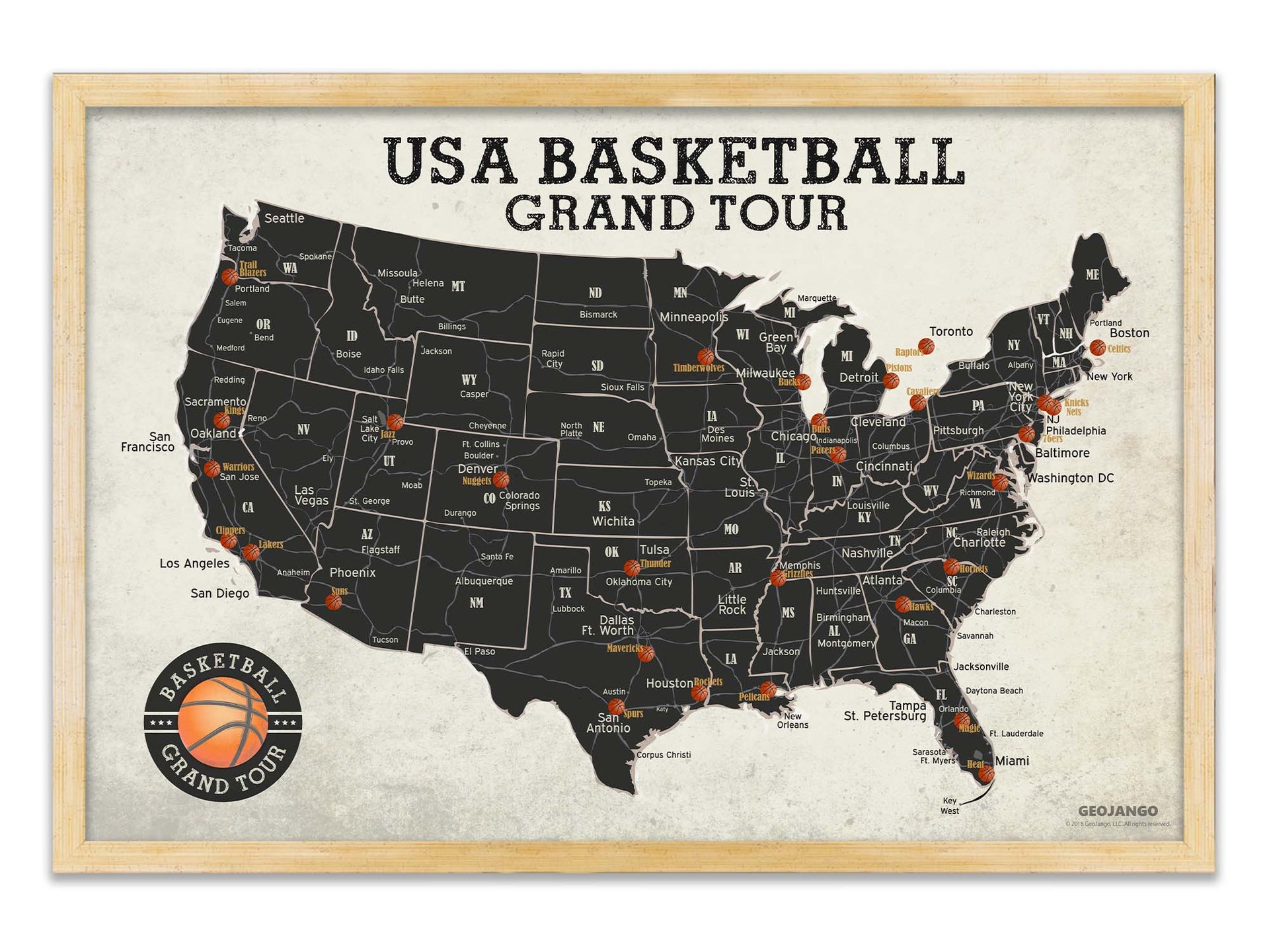 NBA Team Map, Basketball Arena Map – GeoJango Maps