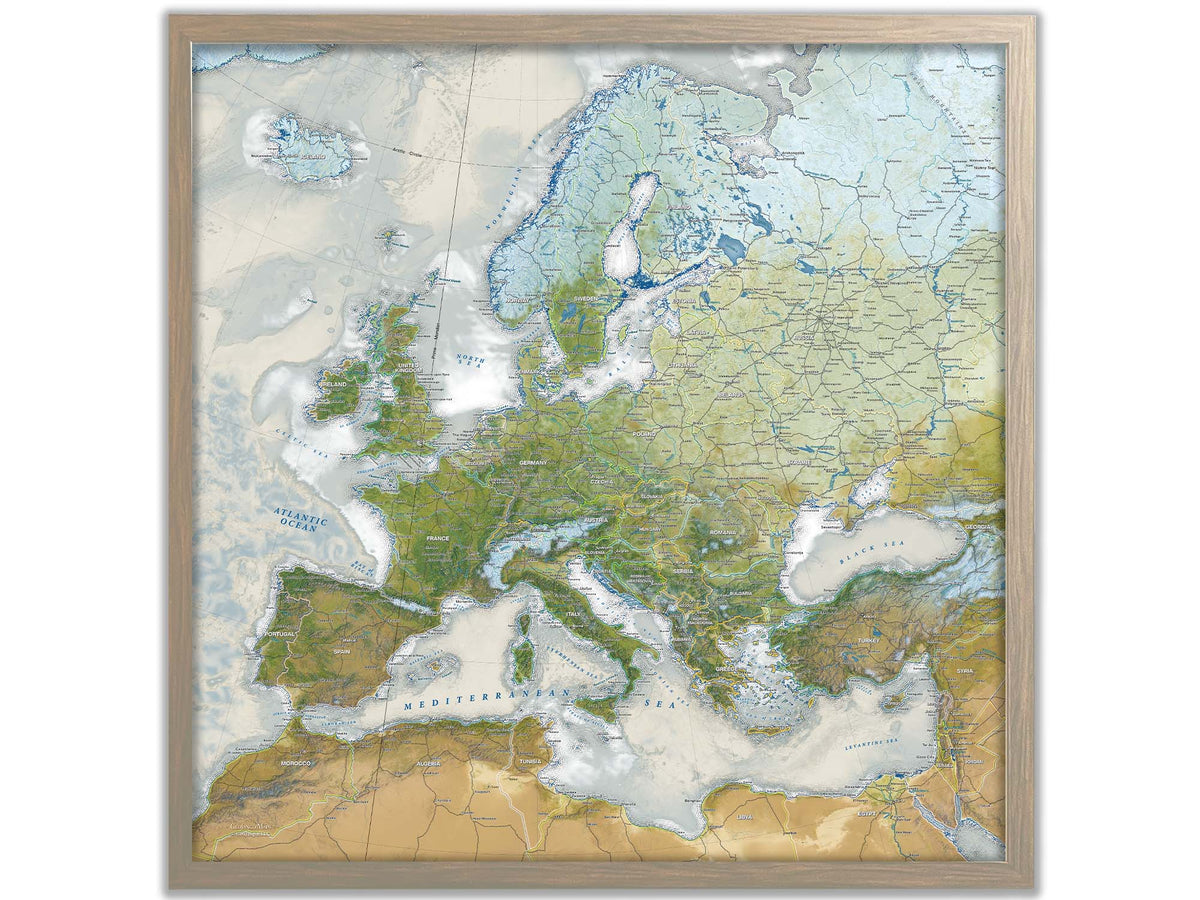 Modern Europe Map - Nautilus Travel Map Art with Pins – GeoJango Maps