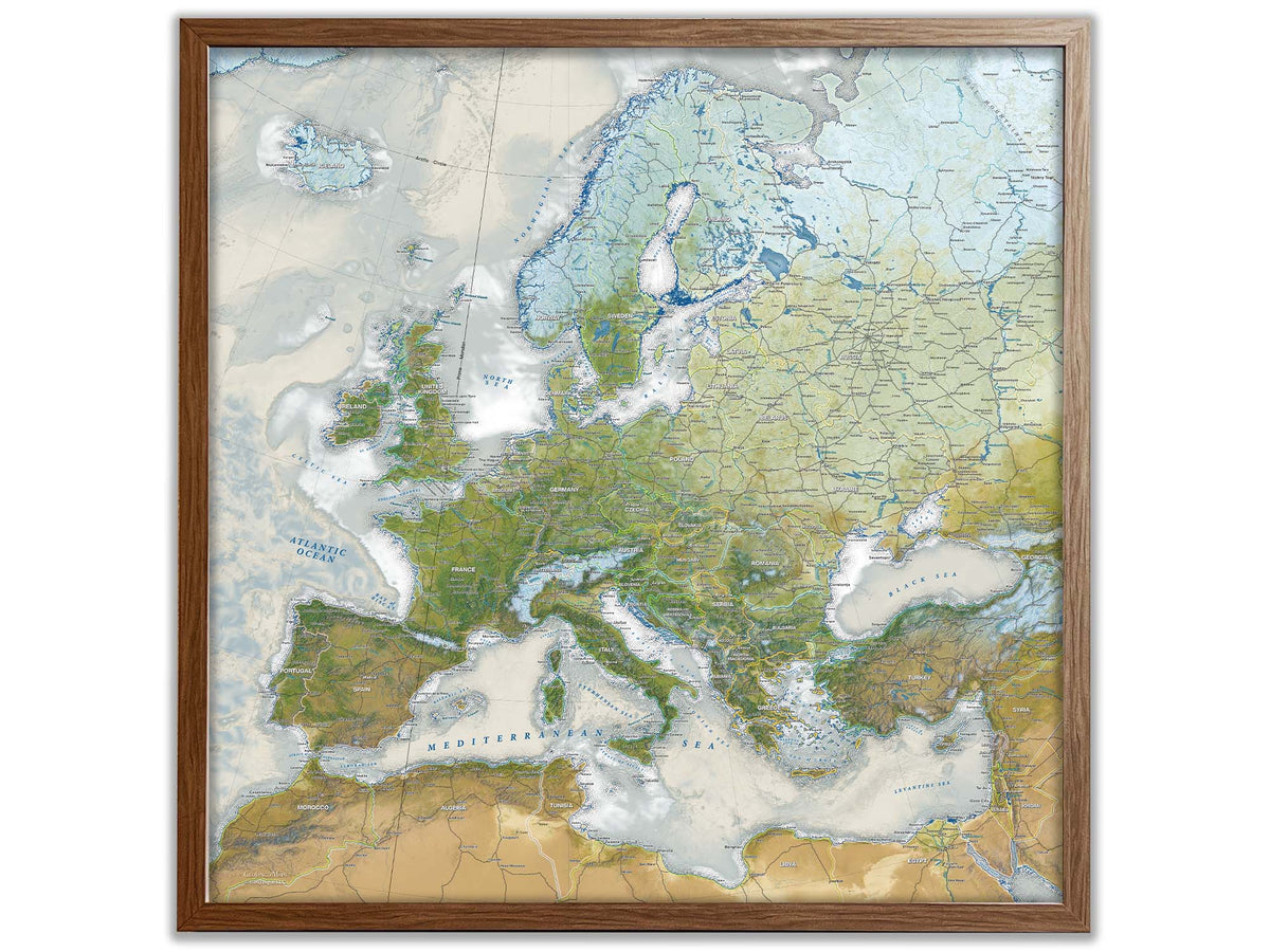 Modern Europe Map - Nautilus Travel Map Art with Pins – GeoJango Maps
