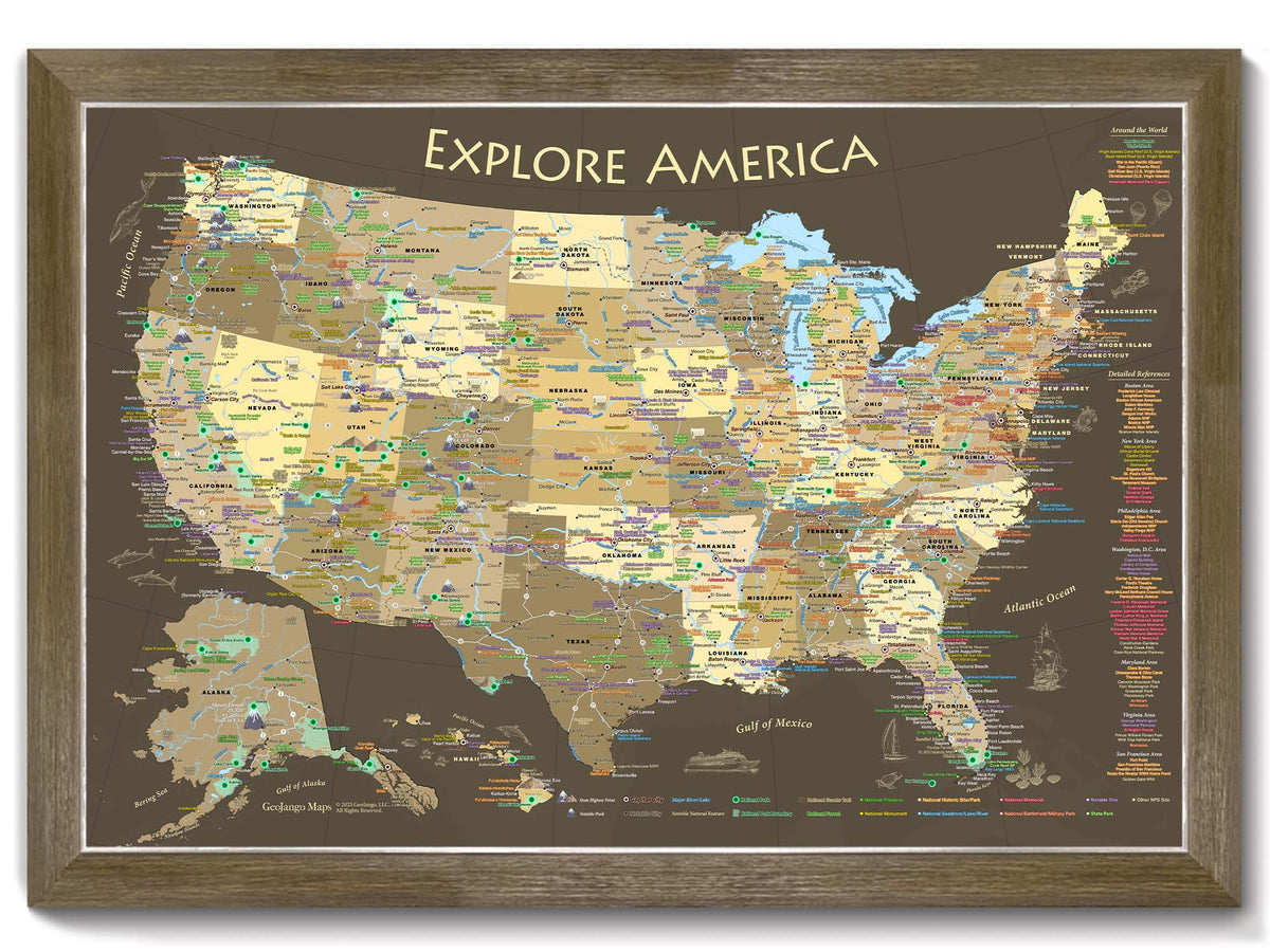 Explore America - National Parks Travel Map with Pins – GeoJango Maps