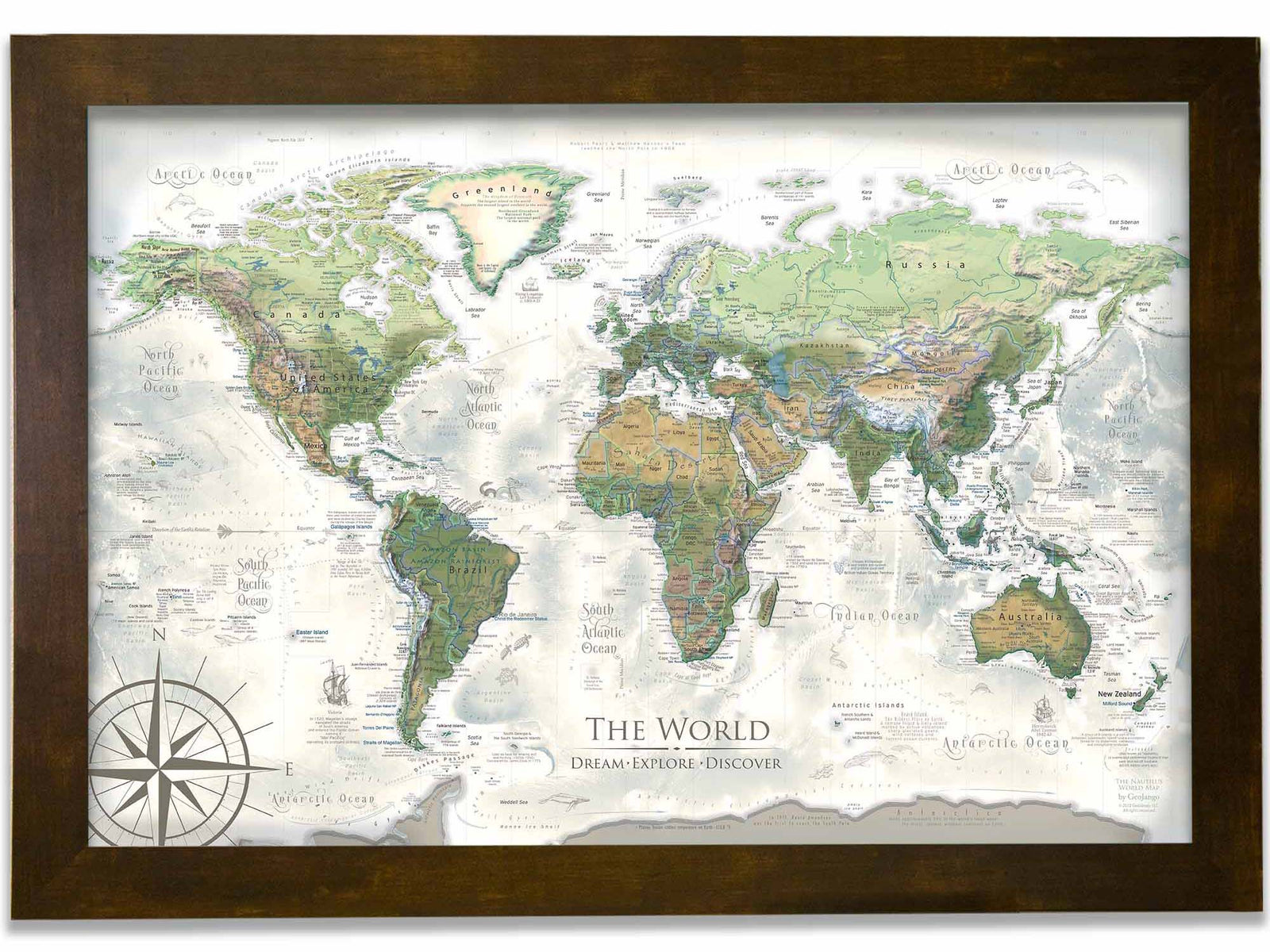 Nautilus Push Pin World Travel Map with Pins – GeoJango Maps