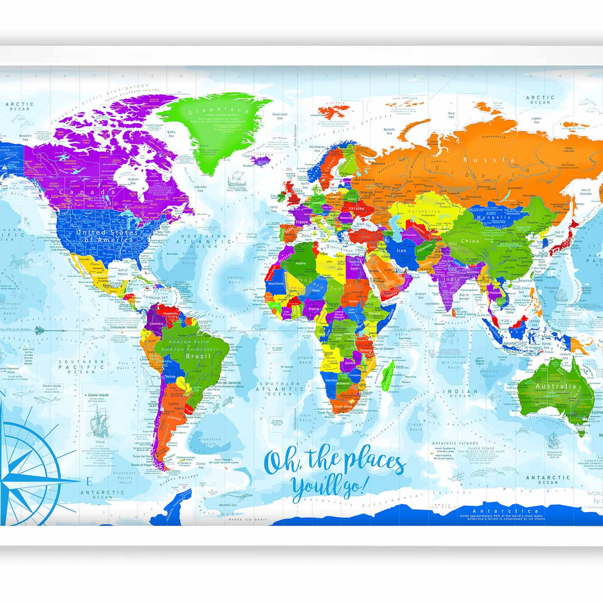 Kids World Push Pin Map - Purple Edition – GeoJango Maps