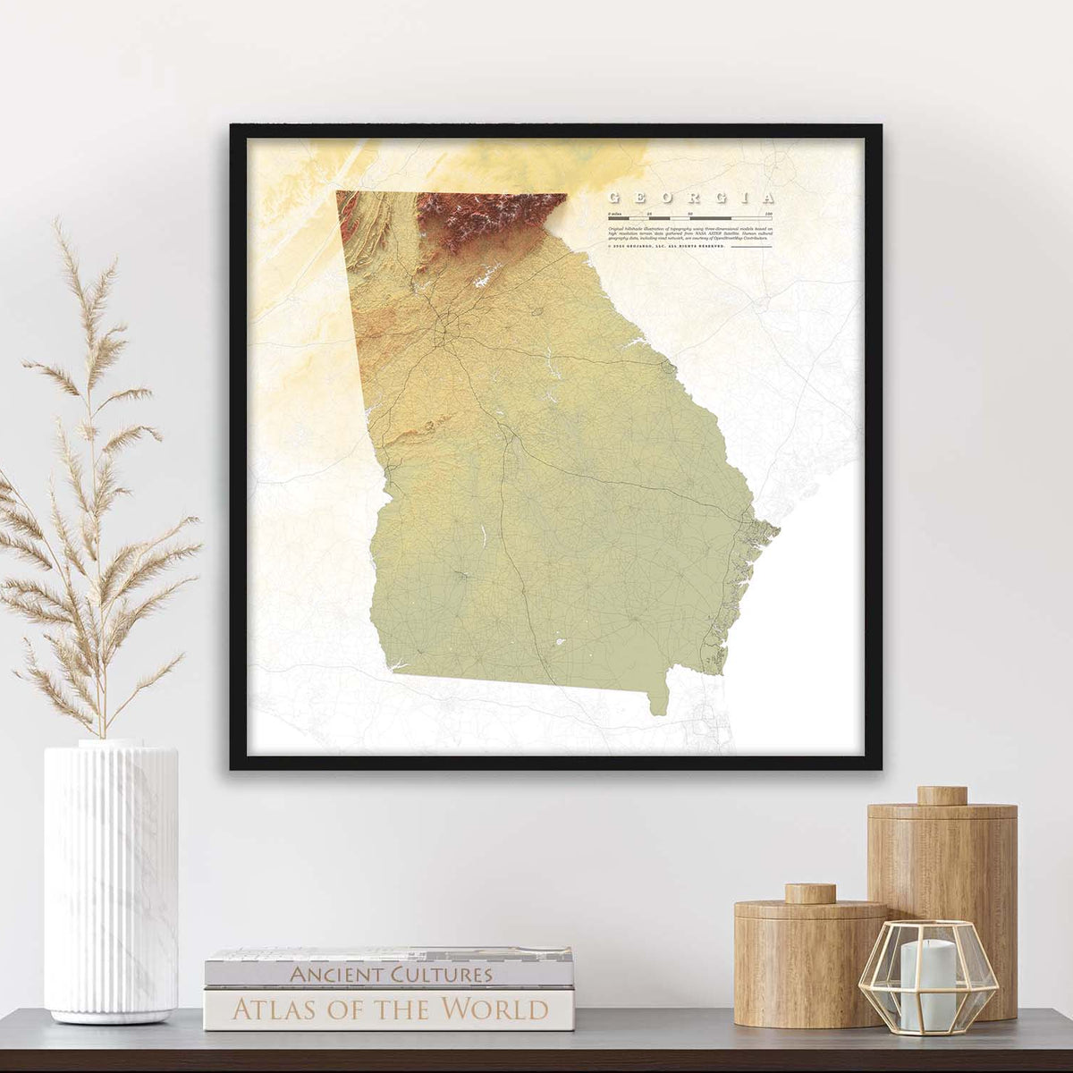 Elevation Map of Georgia 24x24" – GeoJango Maps