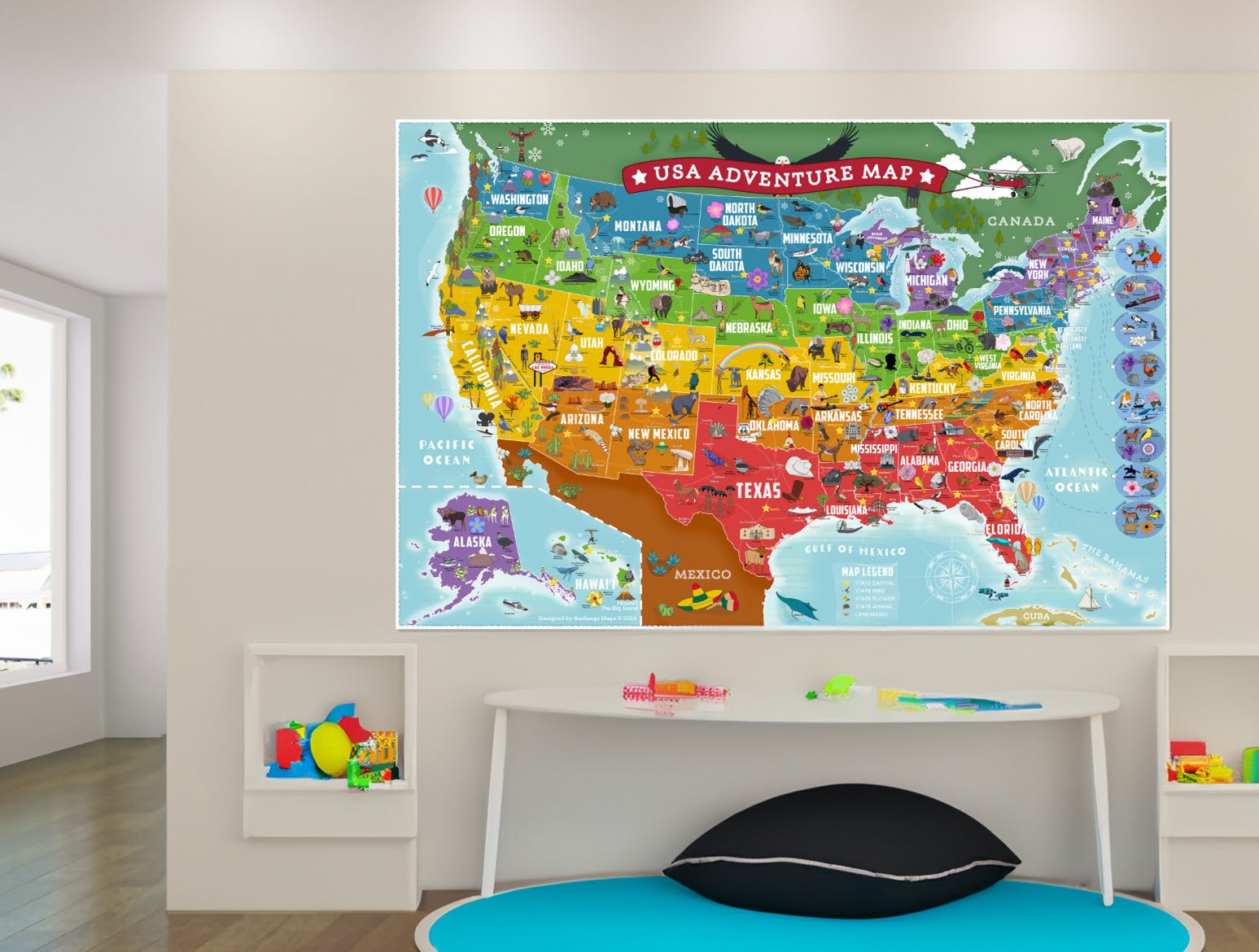 USA Adventure Map, Large Wall Display – GeoJango Maps
