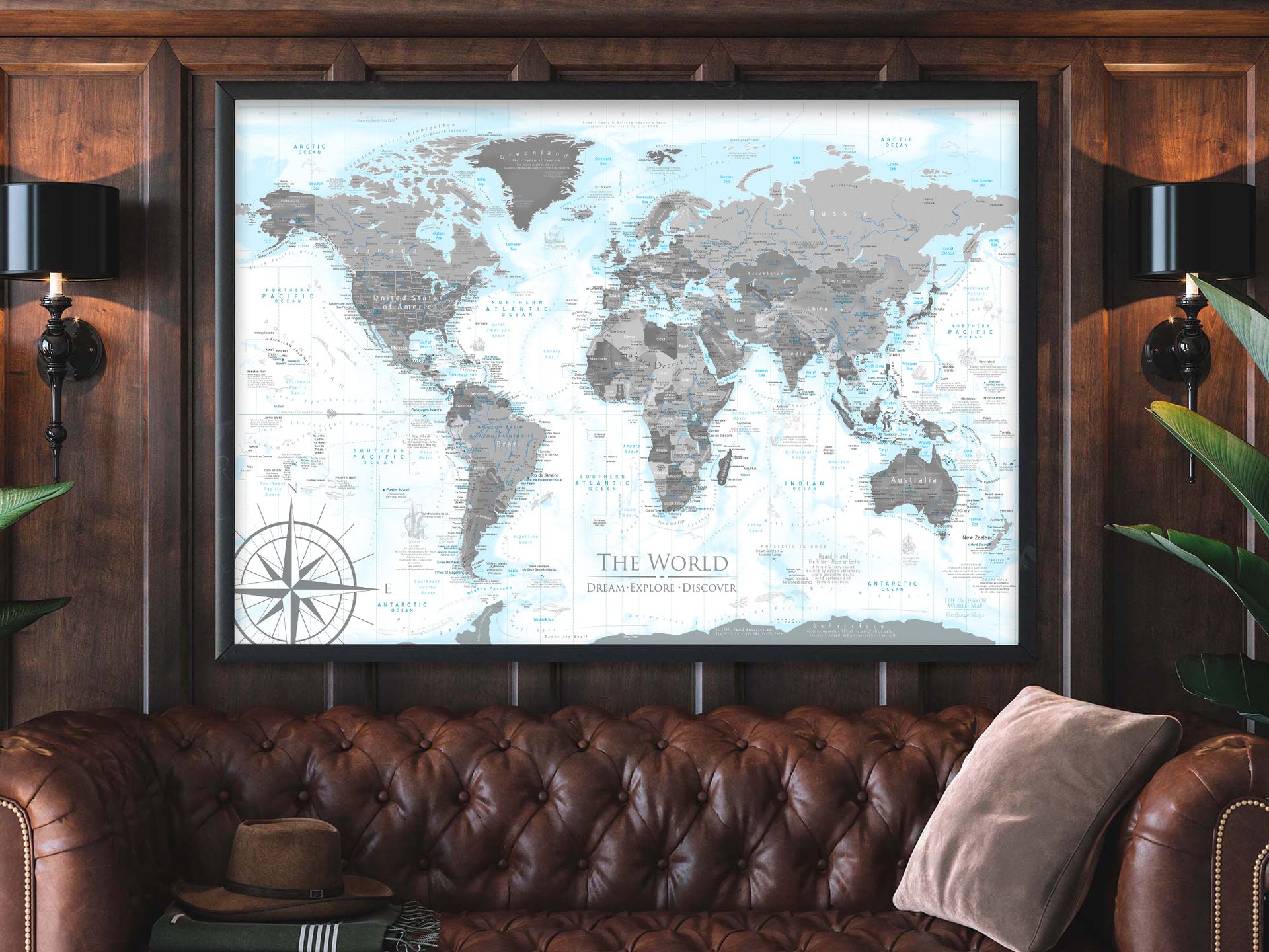 World map wall art – GeoJango Maps