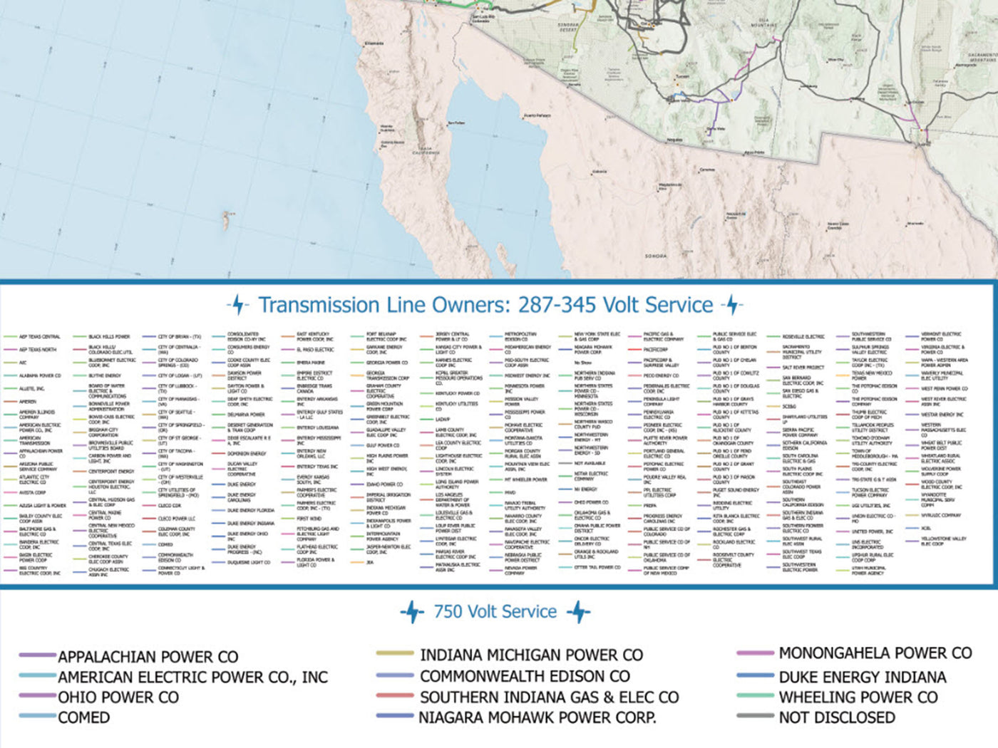 Electric Power Transmission Grid Map and Power Plants in the USA ...