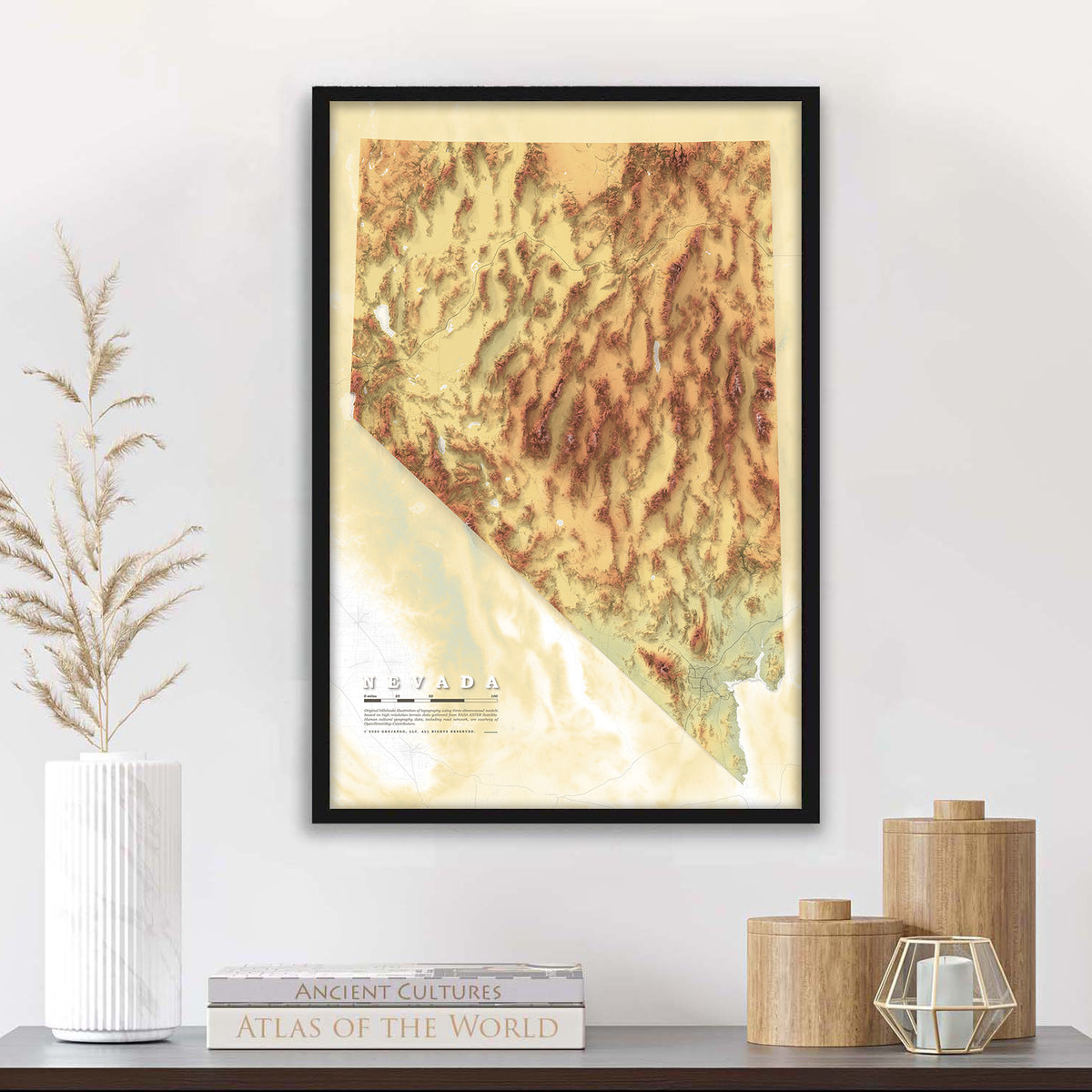 Nevada Elevation Map - Topographic Map with Shaded Relief – GeoJango Maps