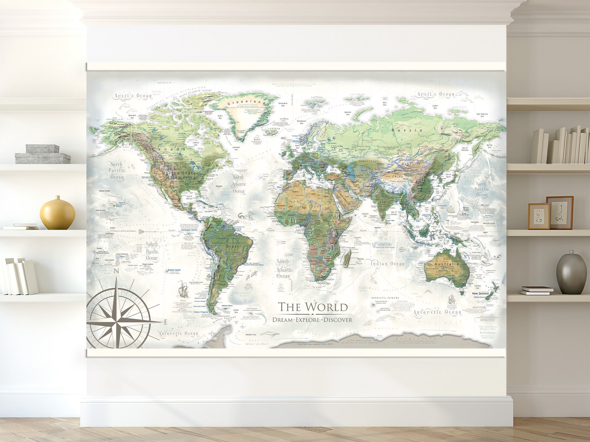 World Map Wall Decal - a physical map of the world with countries ...