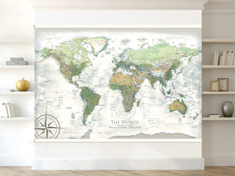 World Map Wall Decal - a physical map of the world with countries ...