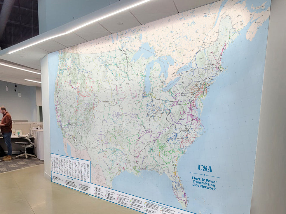Electric Power Transmission Grid Map and Power Plants in the USA ...