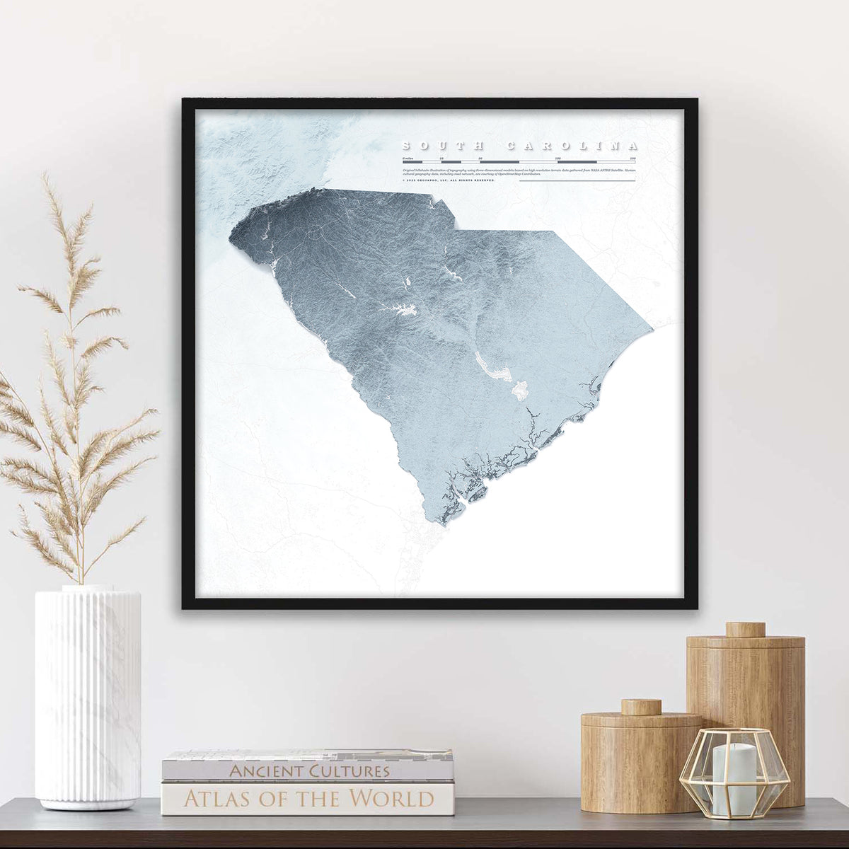 Relief Map of South Carolina - Topographic Elevation Map with Shaded R ...