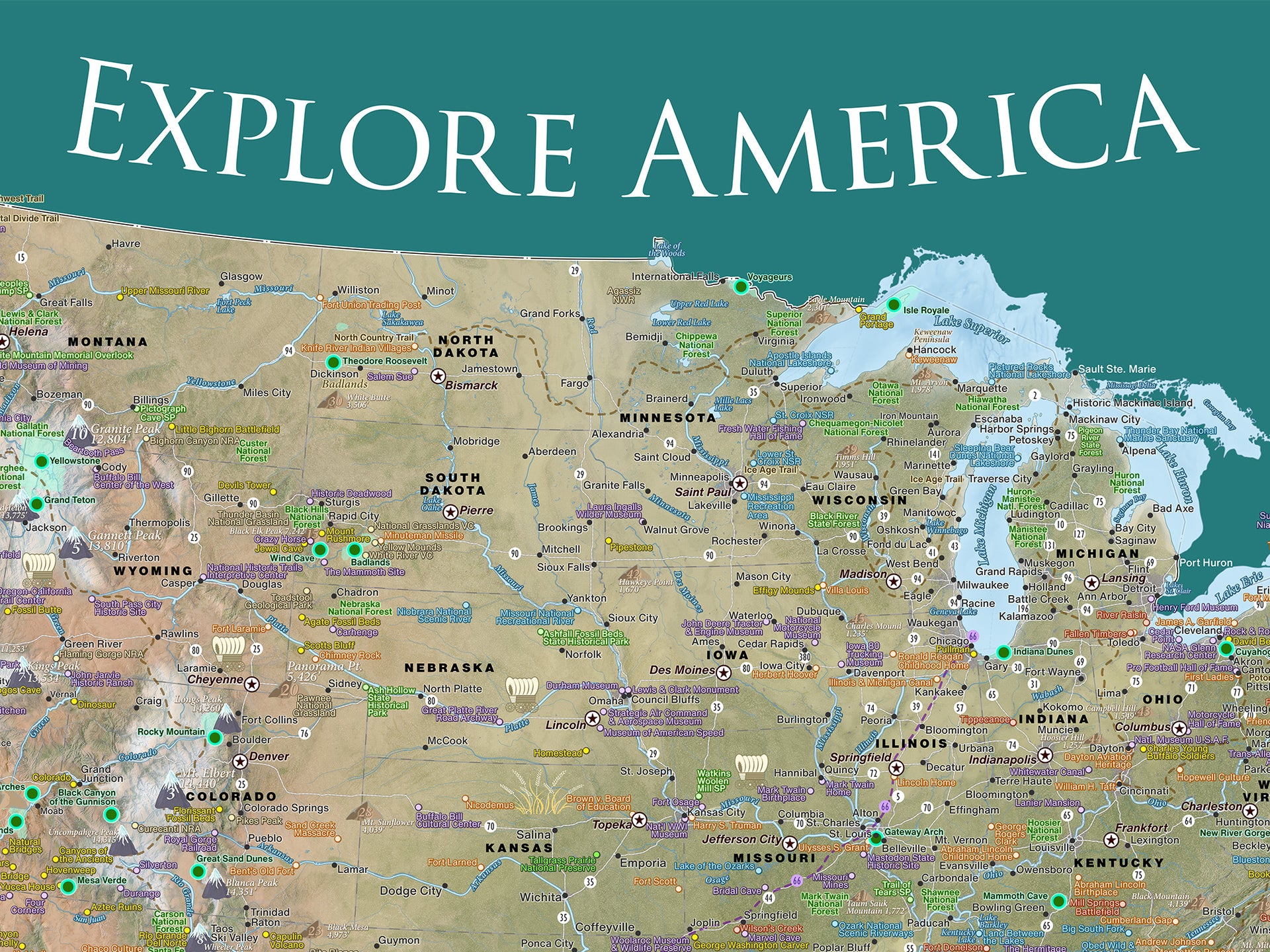 USA National Parks Push Pin Map - Dark Terrain Edition – GeoJango Maps
