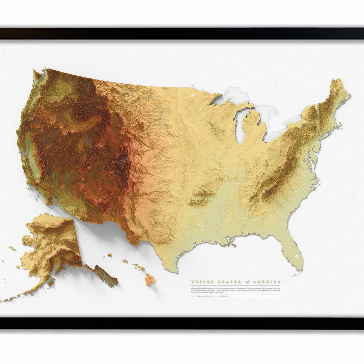 US Elevation Map - Topographic Map in Shaded Relief - Colorful ...
