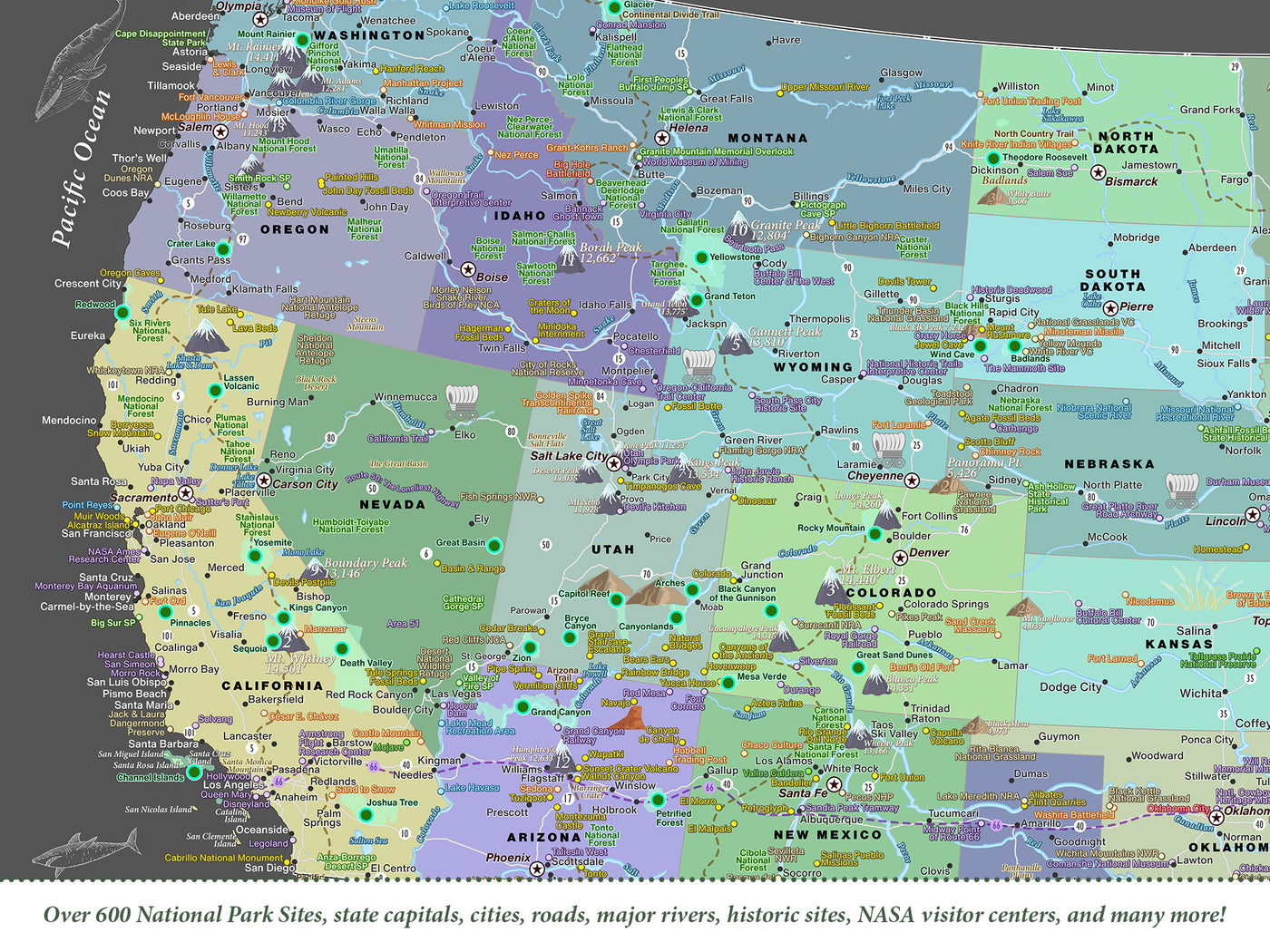 US National Parks Map - Modern Slate Edition – GeoJango Maps