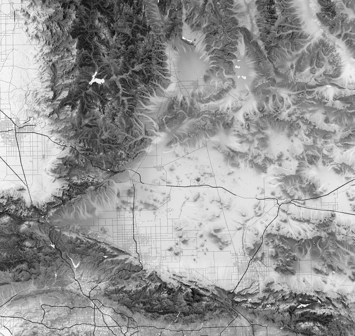 California Elevation Map with Shaded Relief, 24x24 inches – GeoJango Maps