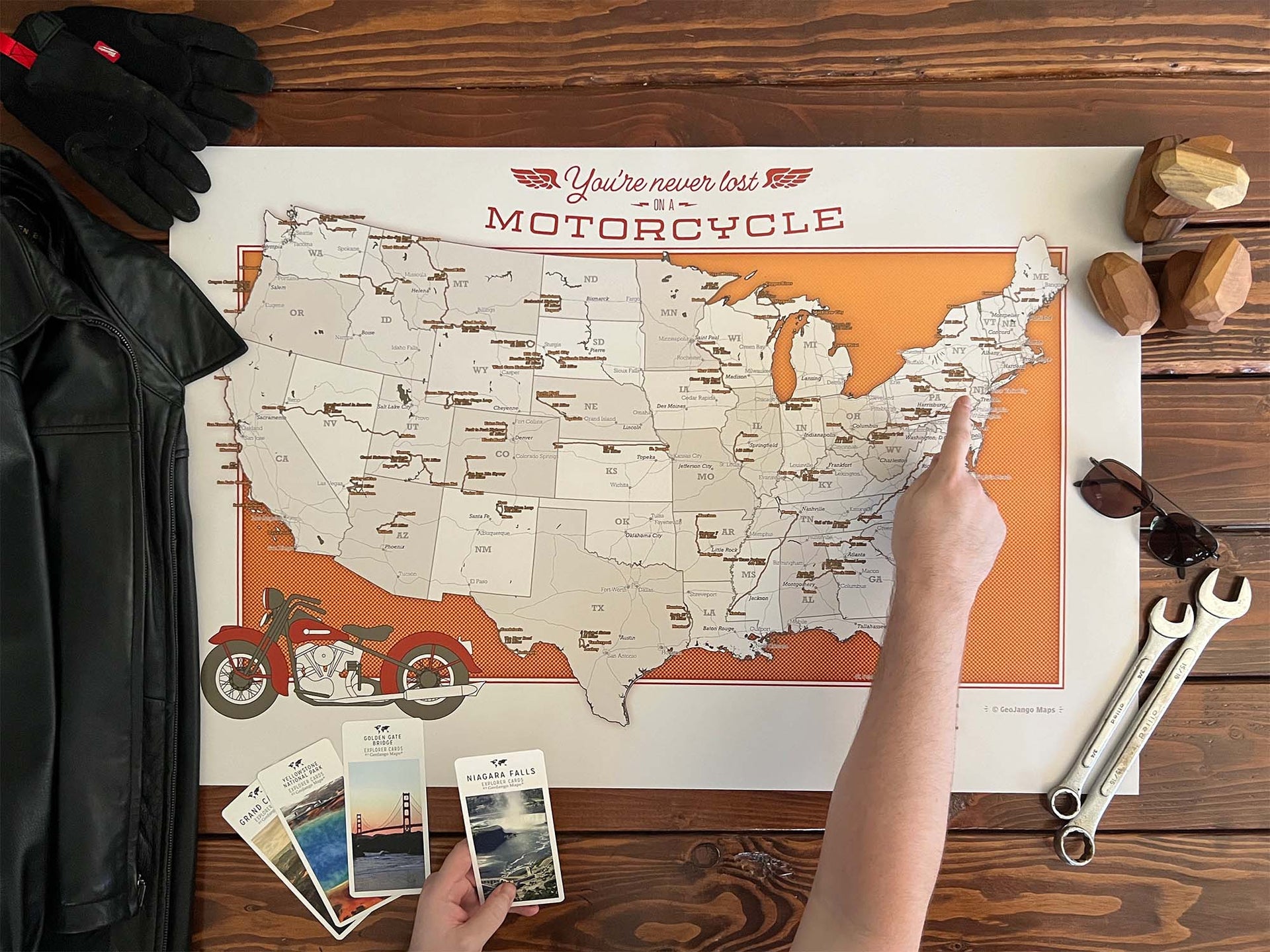 Top 50 USA Motorcycle Road Trips Map – GeoJango Maps