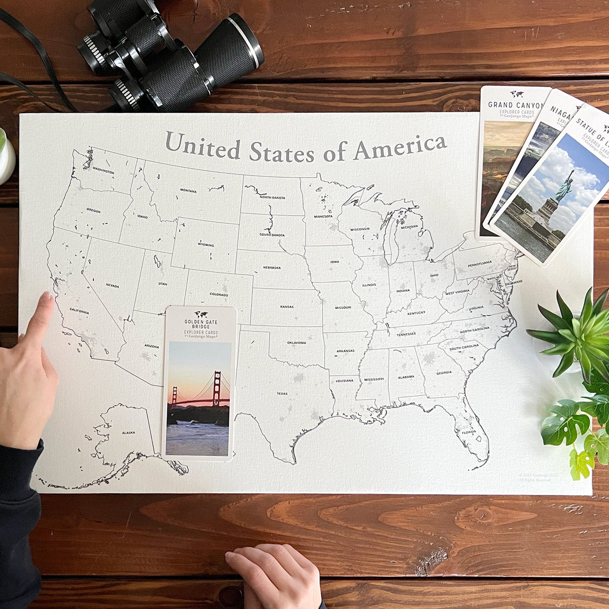 USA States and Capitals Map - Canvas Push Pin Travel Map – GeoJango Maps