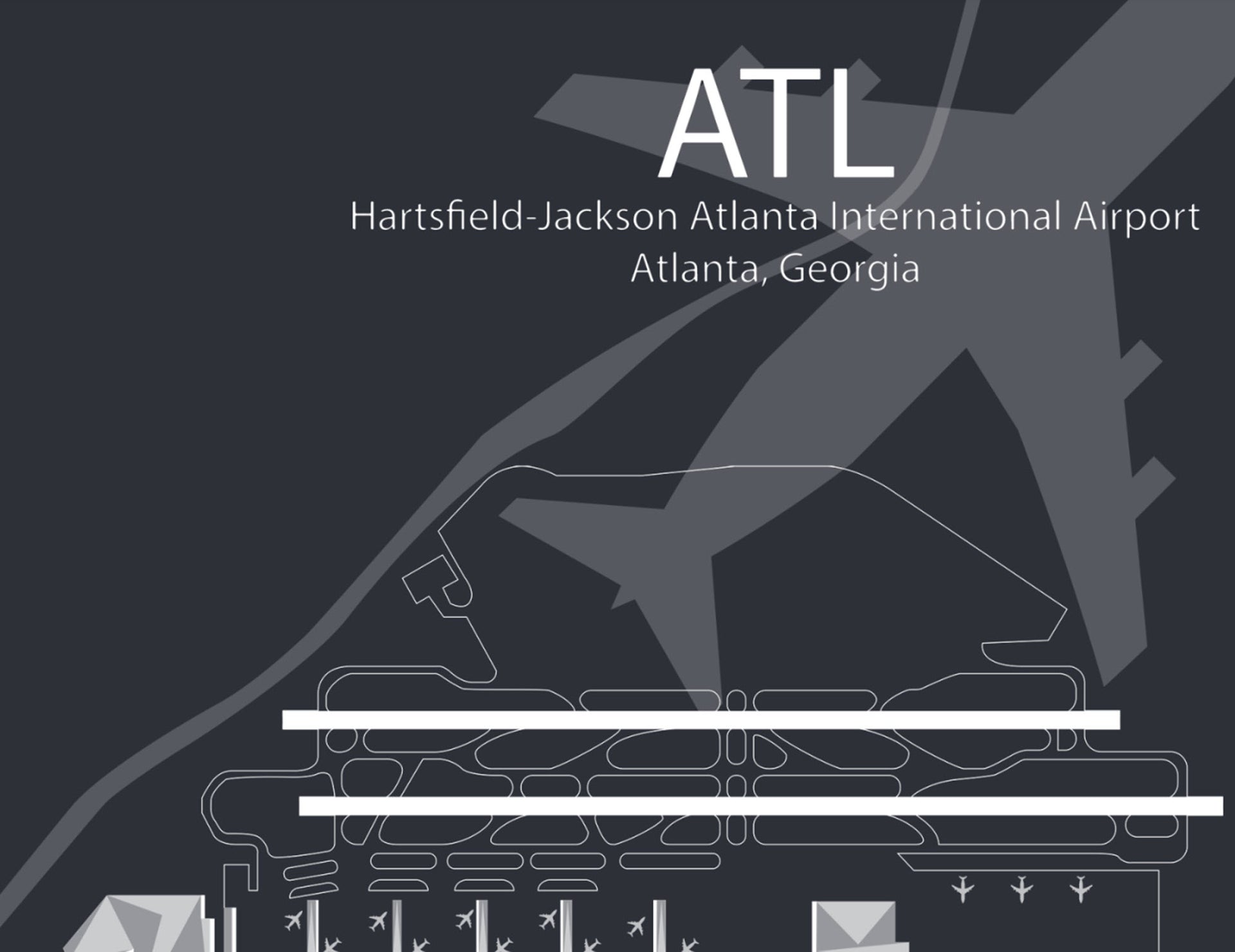 ATL Hartsfield-Jackson Atlanta Airport Map Wall Art – GeoJango Maps