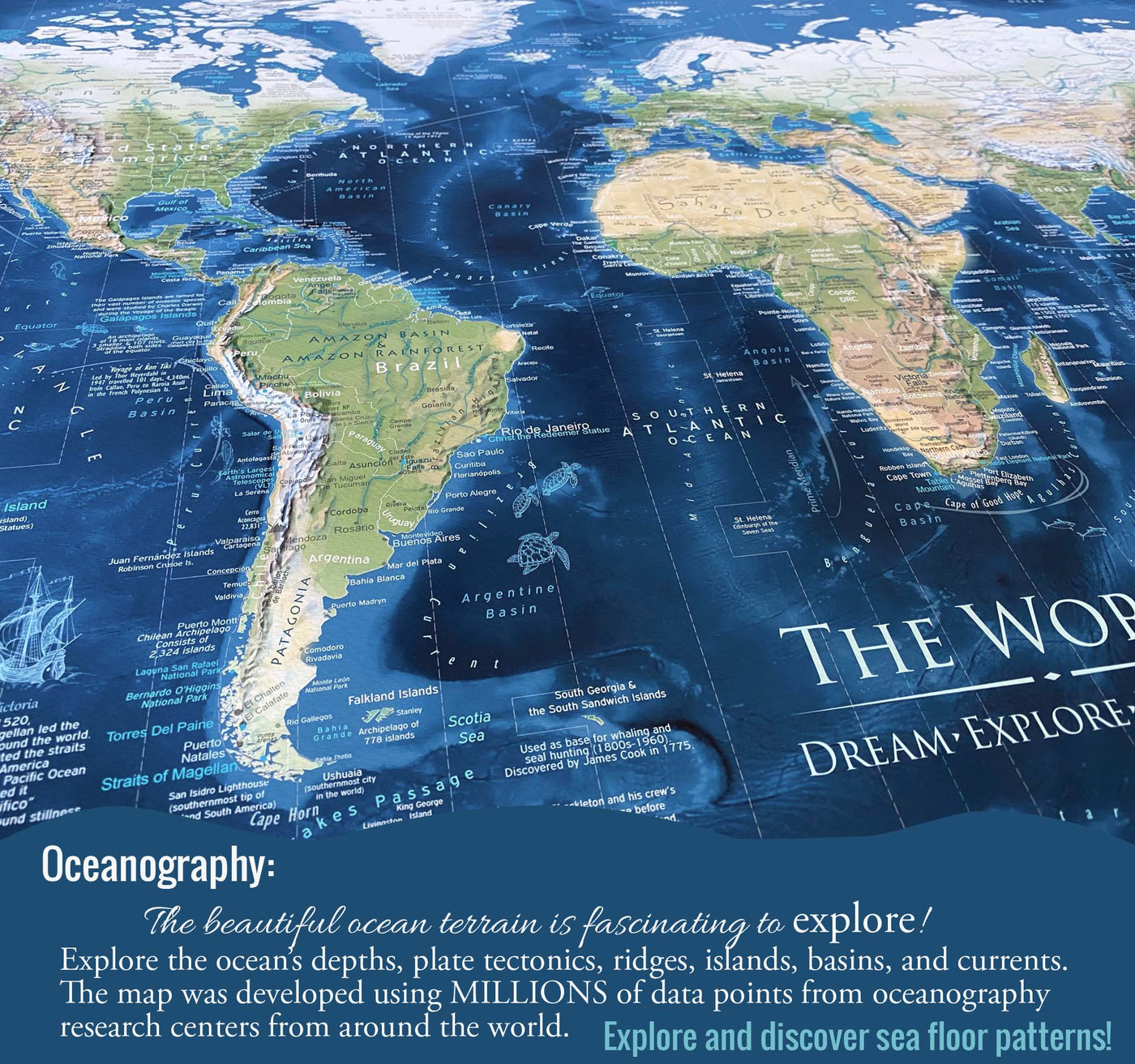 Voyager Push Pin Map of the World Labeled for Exploration | GeoJango ...