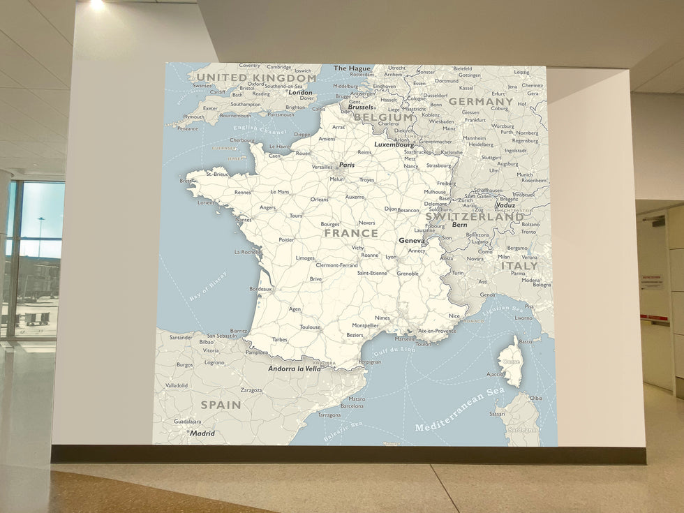 Wall Map of France, Europe - Push Pin Ready or Rolled Prints – GeoJango ...