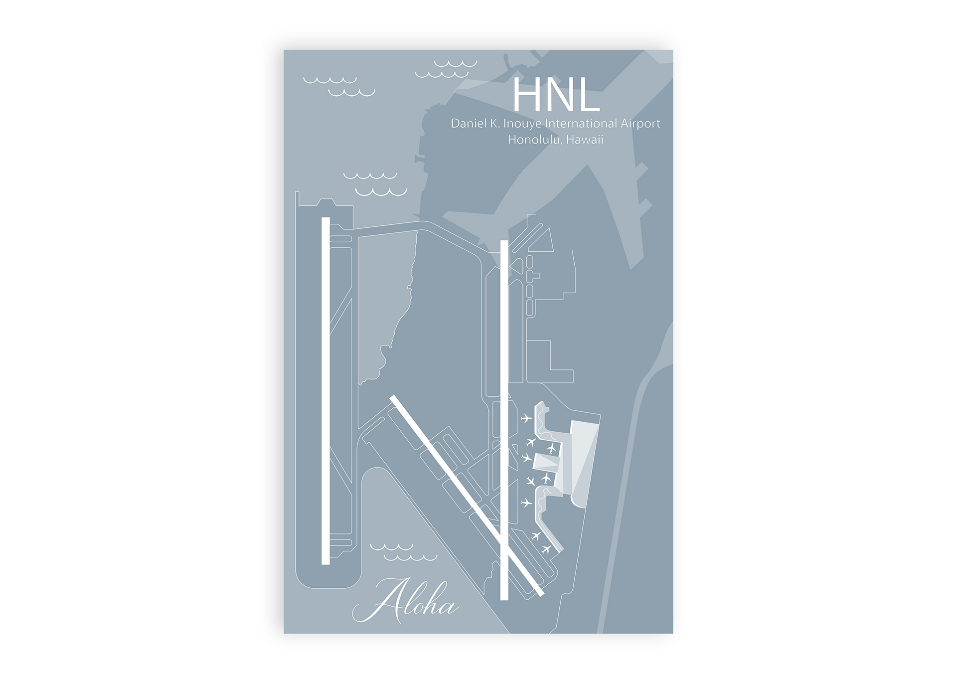 HNL - Daniel K. Inouye Airport Runway Map – GeoJango Maps