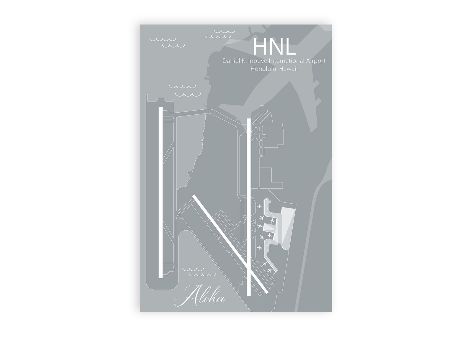 HNL - Daniel K. Inouye Airport Runway Map – GeoJango Maps