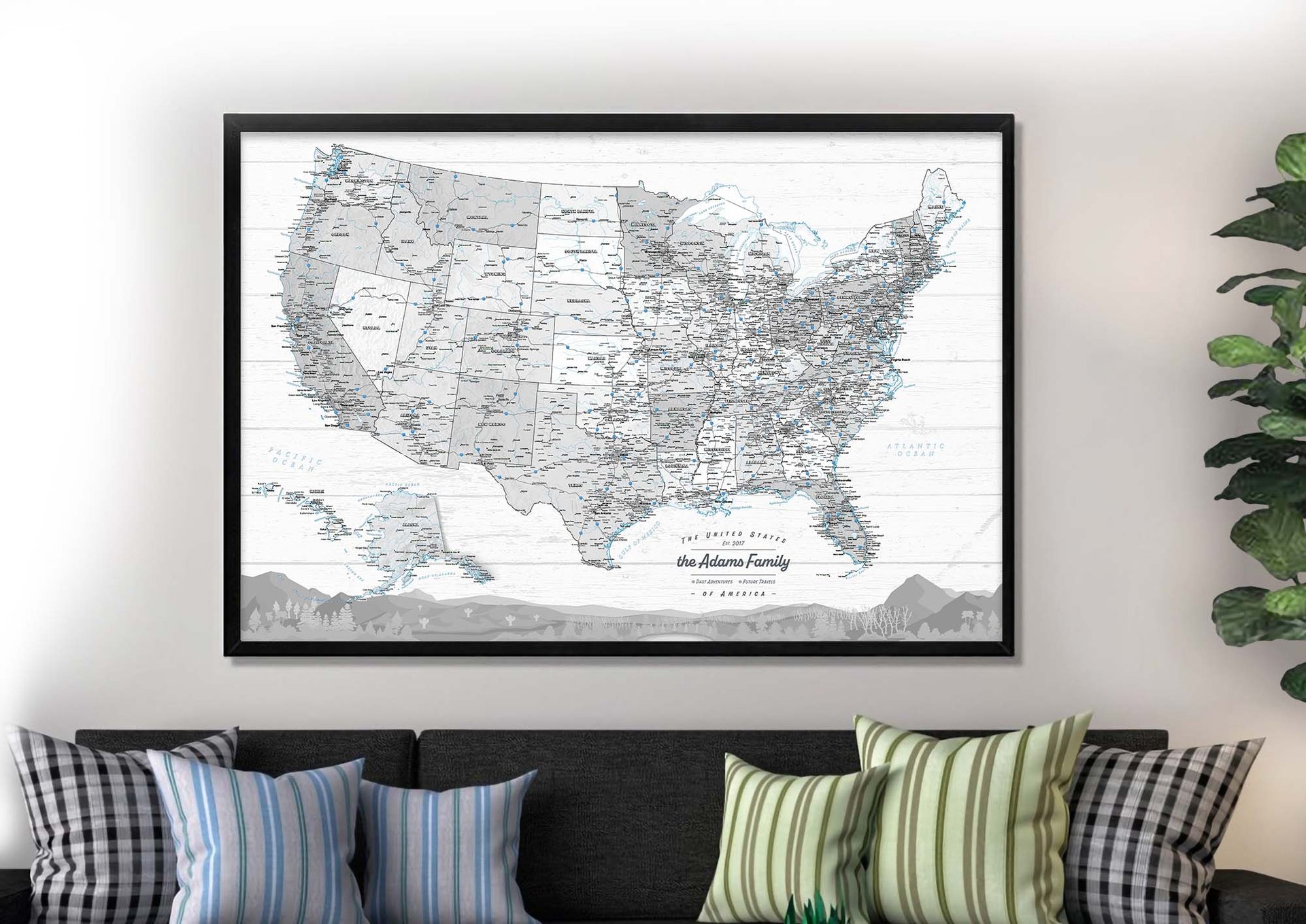 US Travel Map With Pins - States and Detailed Cities – GeoJango Maps