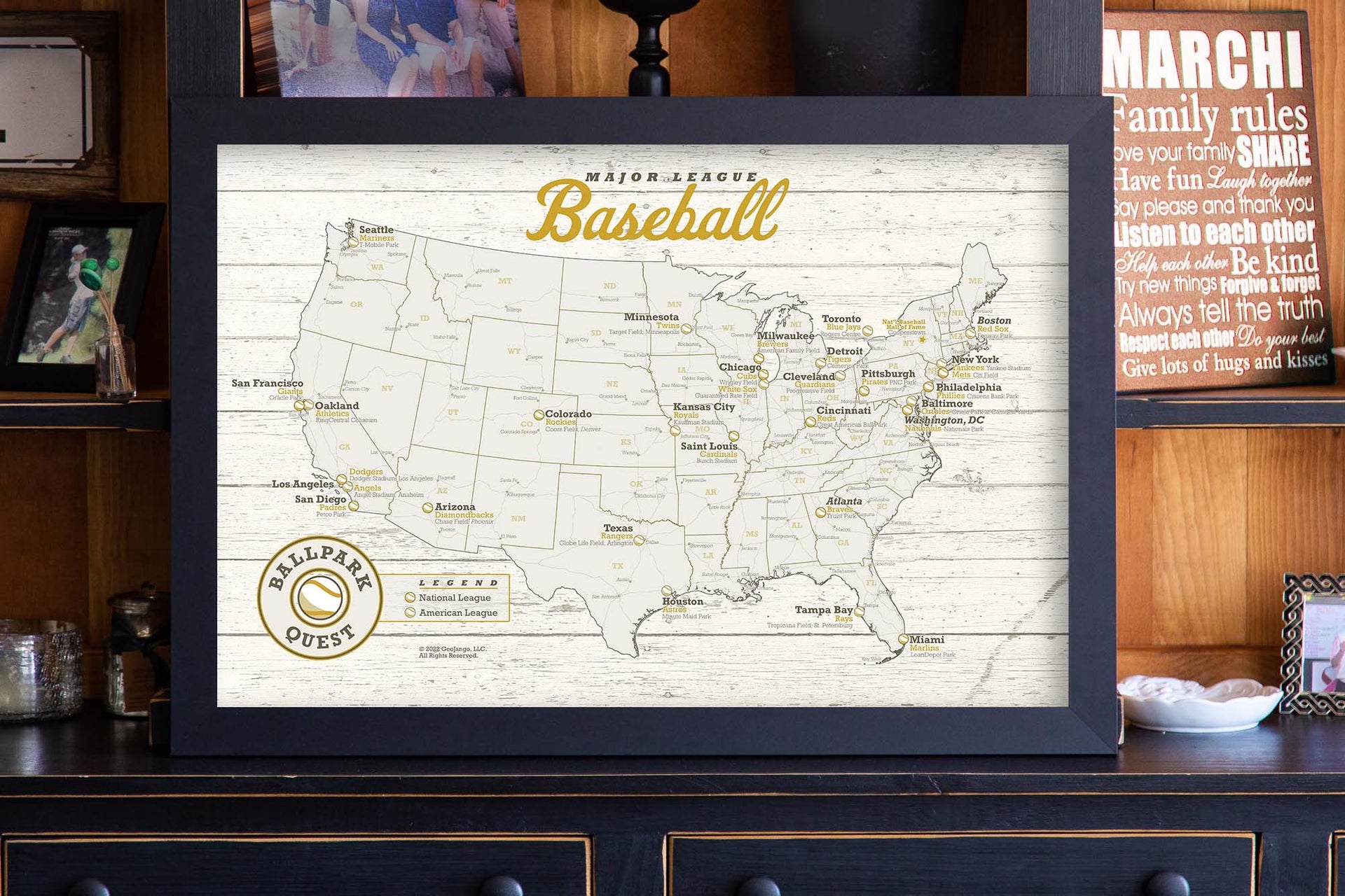 MLB Map - Ballparks and Teams - Baseball Stadium Wall Art | Cream Ed ...
