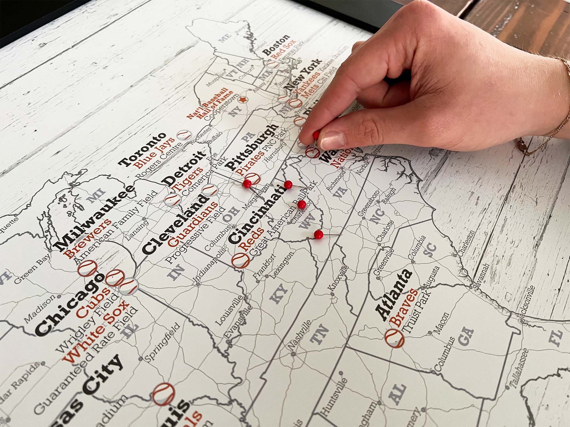 MLB Map - Ballparks and Teams - Baseball Stadium Wall Art | Barnwood ...