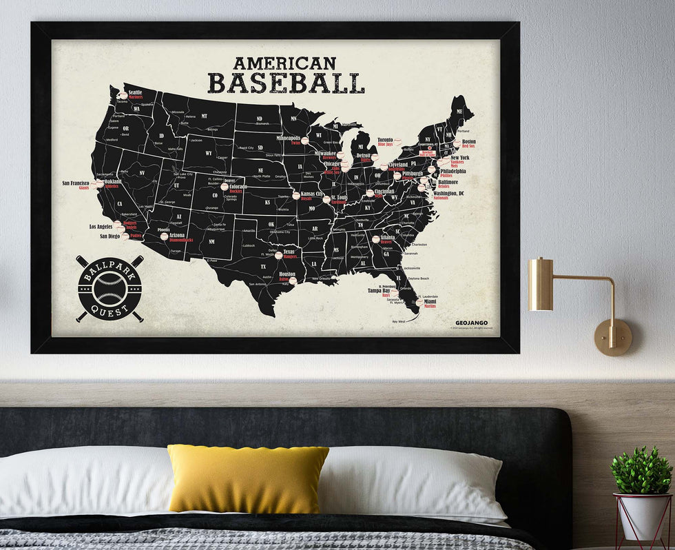 MLB Map - Ballparks and Teams - Baseball Stadium Wall Art | GeoJango ...