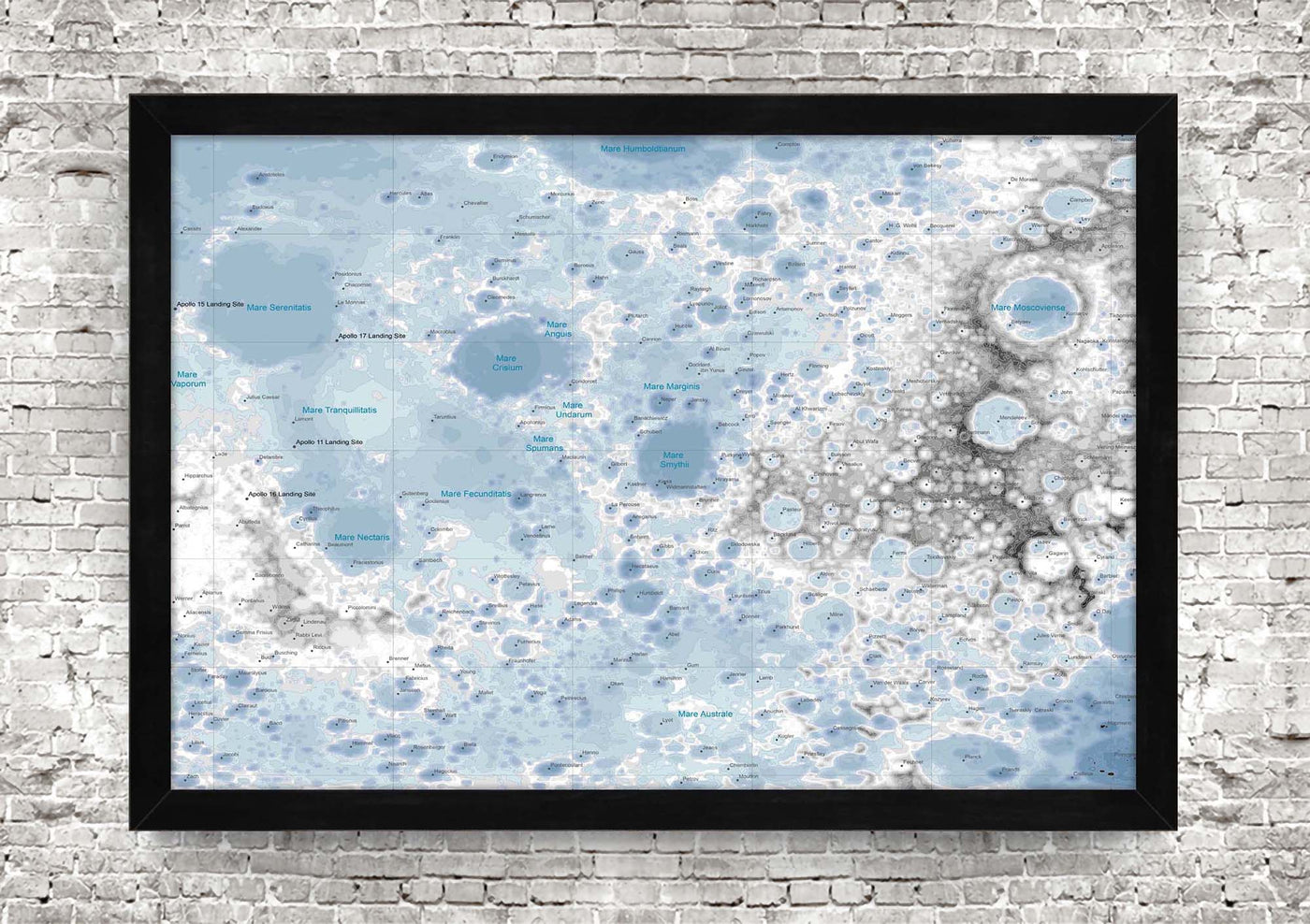 Map of Moon Craters, Apollo Landing Art – GeoJango Maps