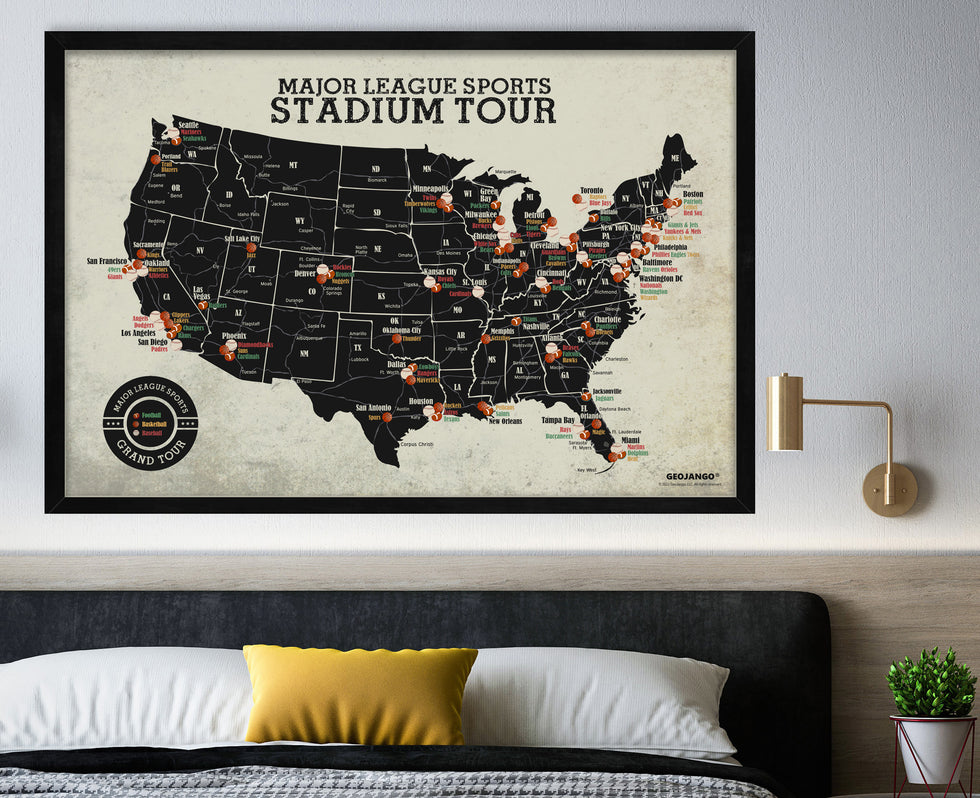 Grand Tour MLB, NFL, NBA Stadium Map – GeoJango Maps