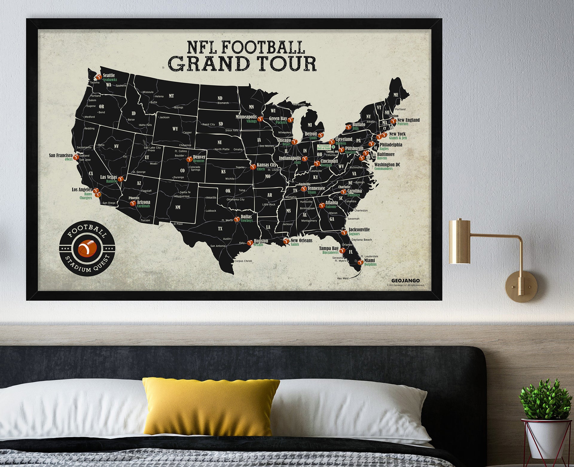 NFL Map, Football Teams and Stadiums – GeoJango Maps